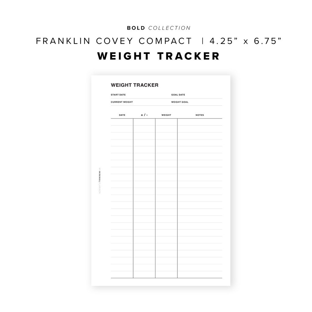 PR80 - Weight Tracker - Printable Insert – My Minimal Planner