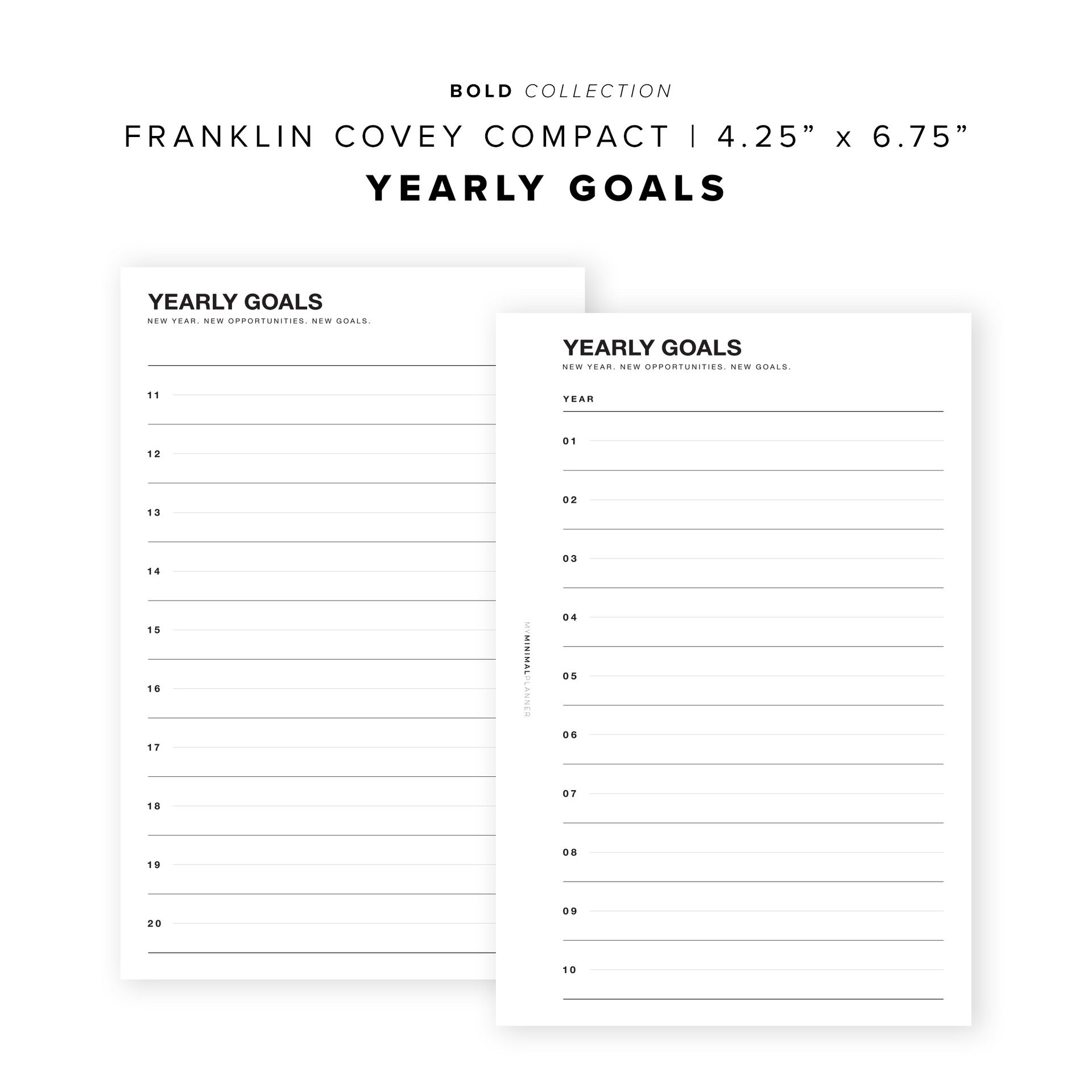 PR67 - Yearly Goals - Printable Insert – My Minimal Planner
