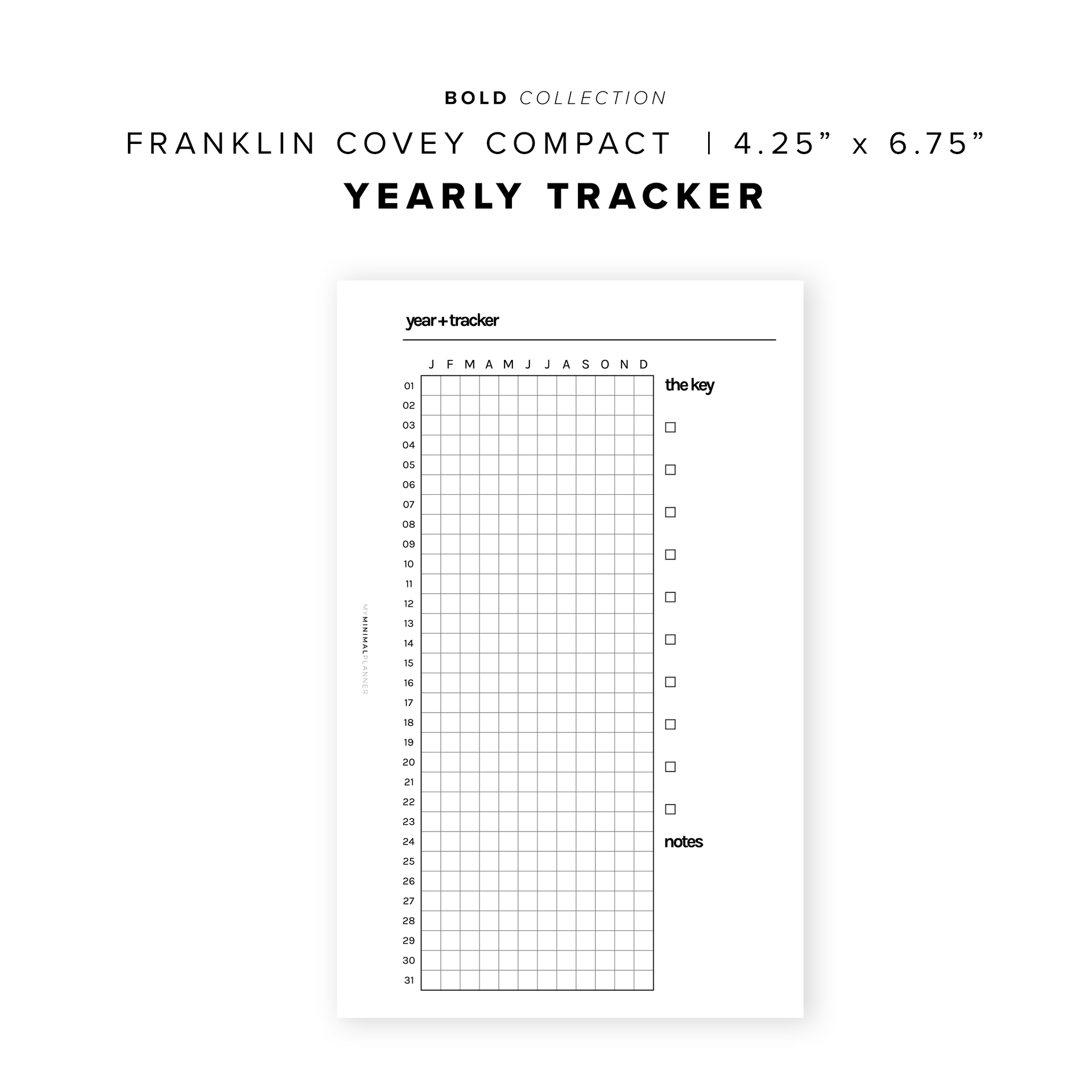 PR169 - Yearly Tracker - Printable Insert – My Minimal Planner