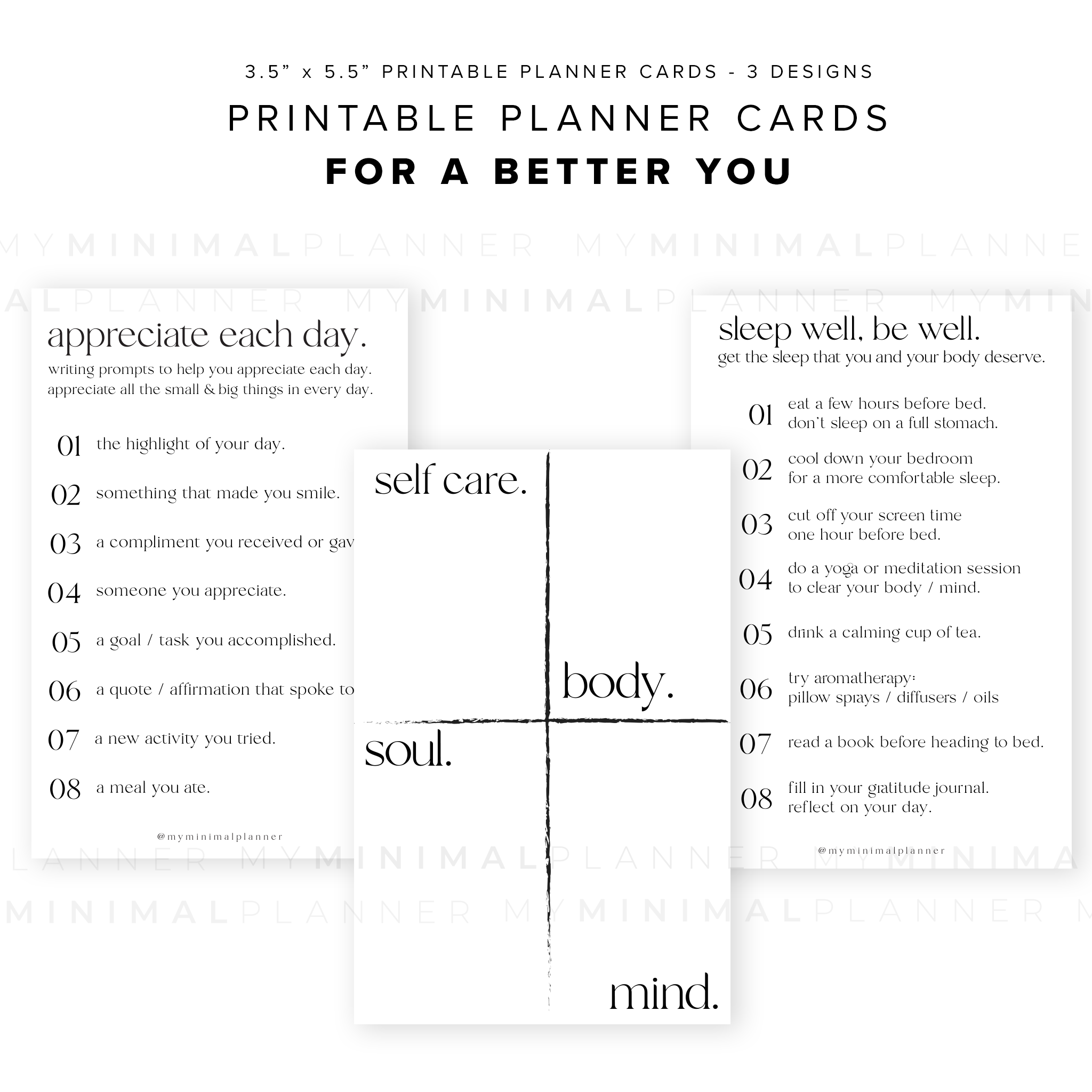 PPC04 - For A Better YOU - Printable Planner Cards – My Minimal Planner