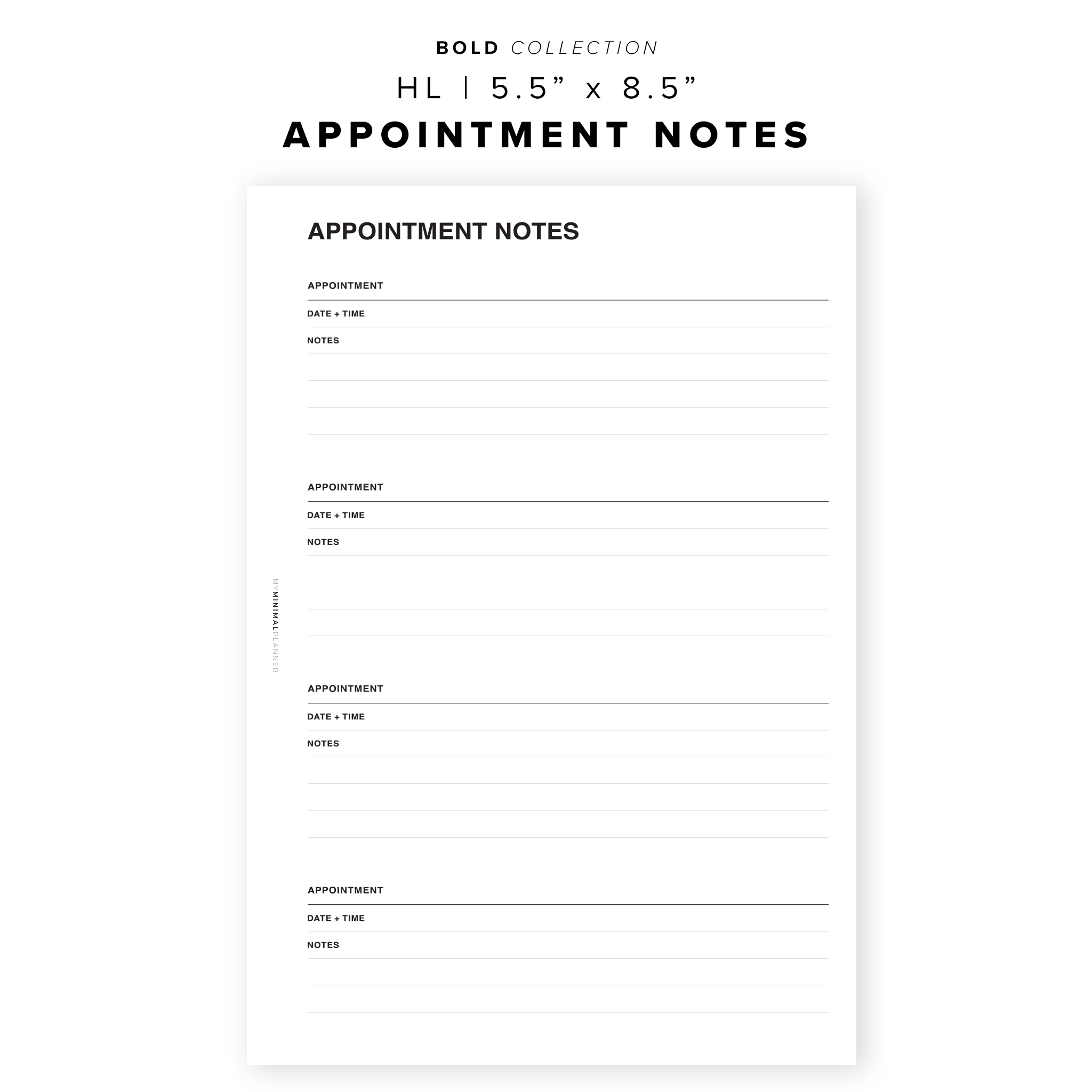 PR98 - Appointment Notes - Printable Insert – My Minimal Planner