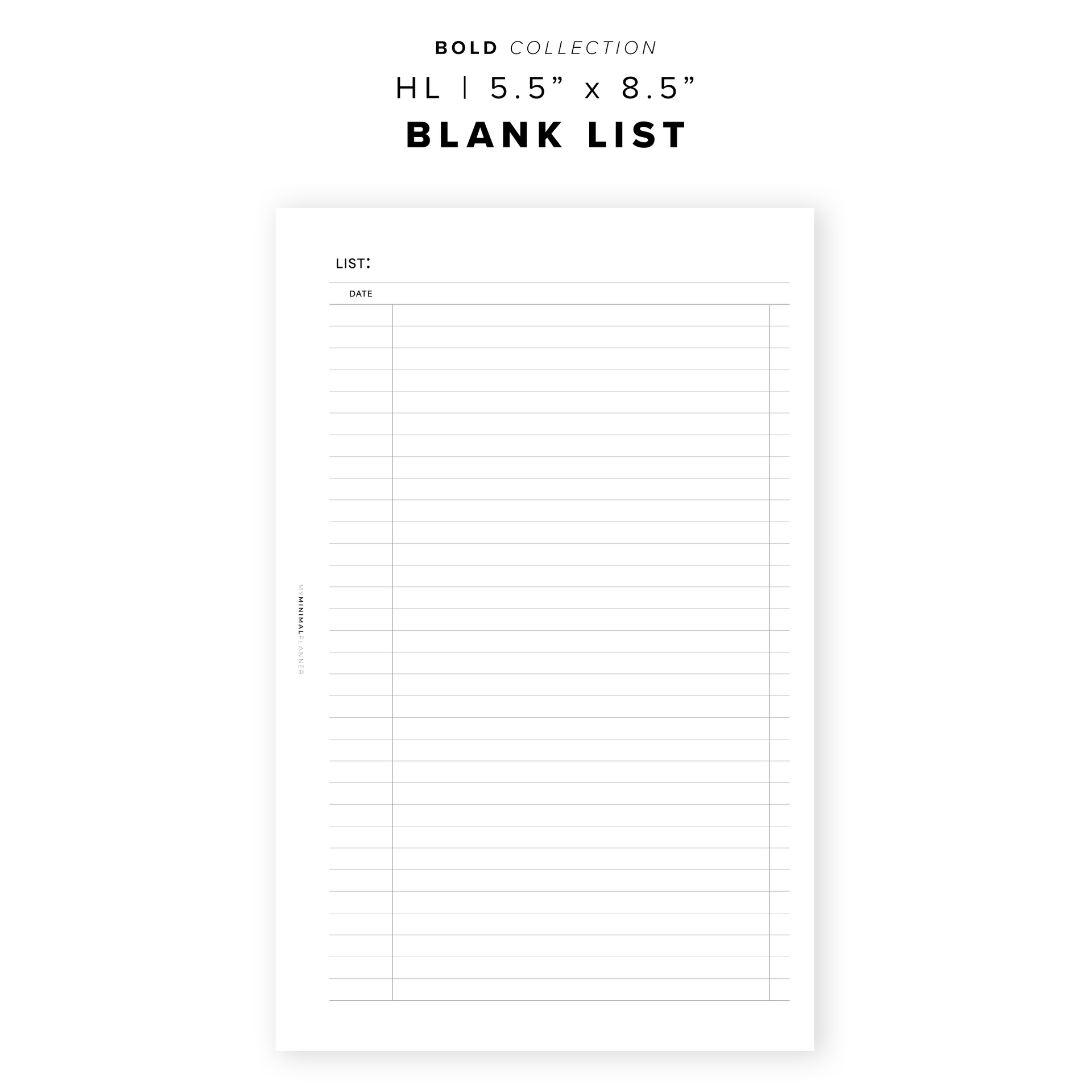 PR202 - Blank List - Printable Insert – My Minimal Planner