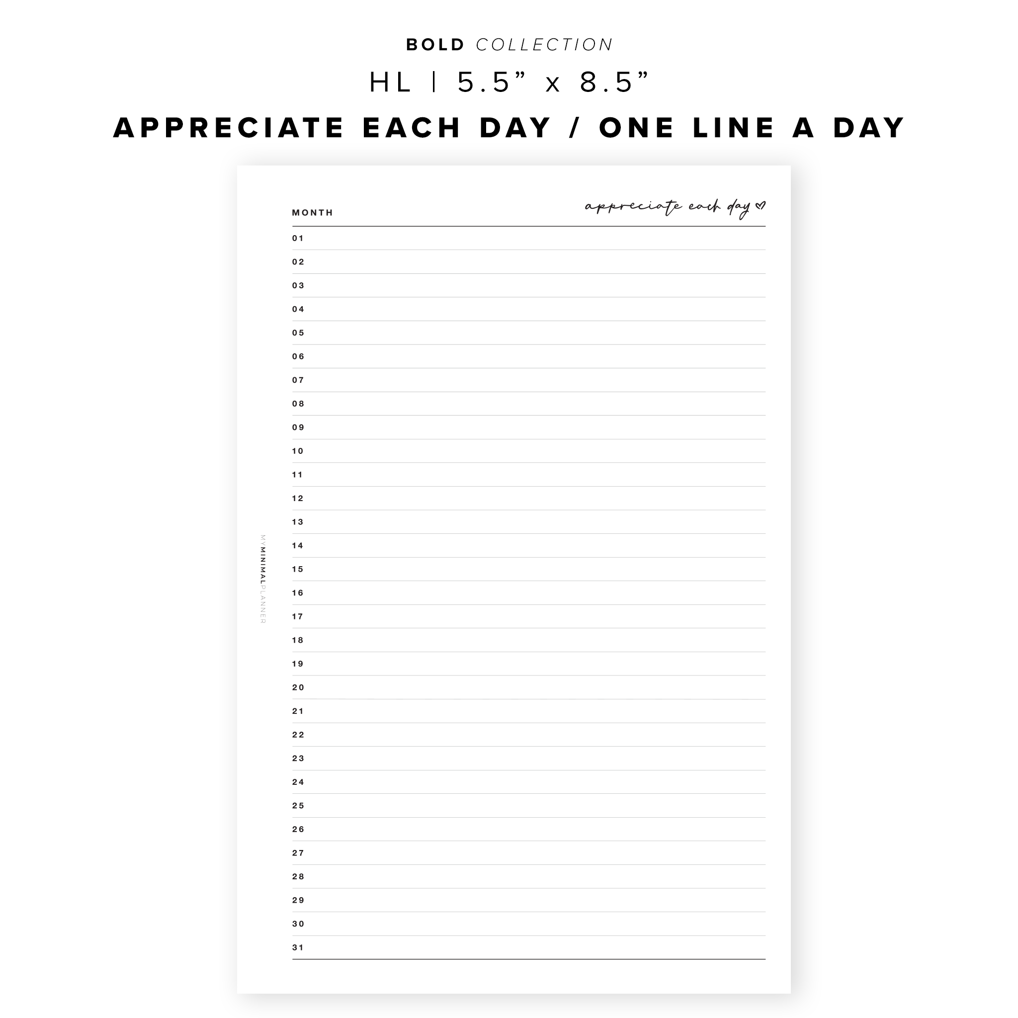 PR28 - Appreciate Each Day / One Line A Day - Printable Insert – My ...
