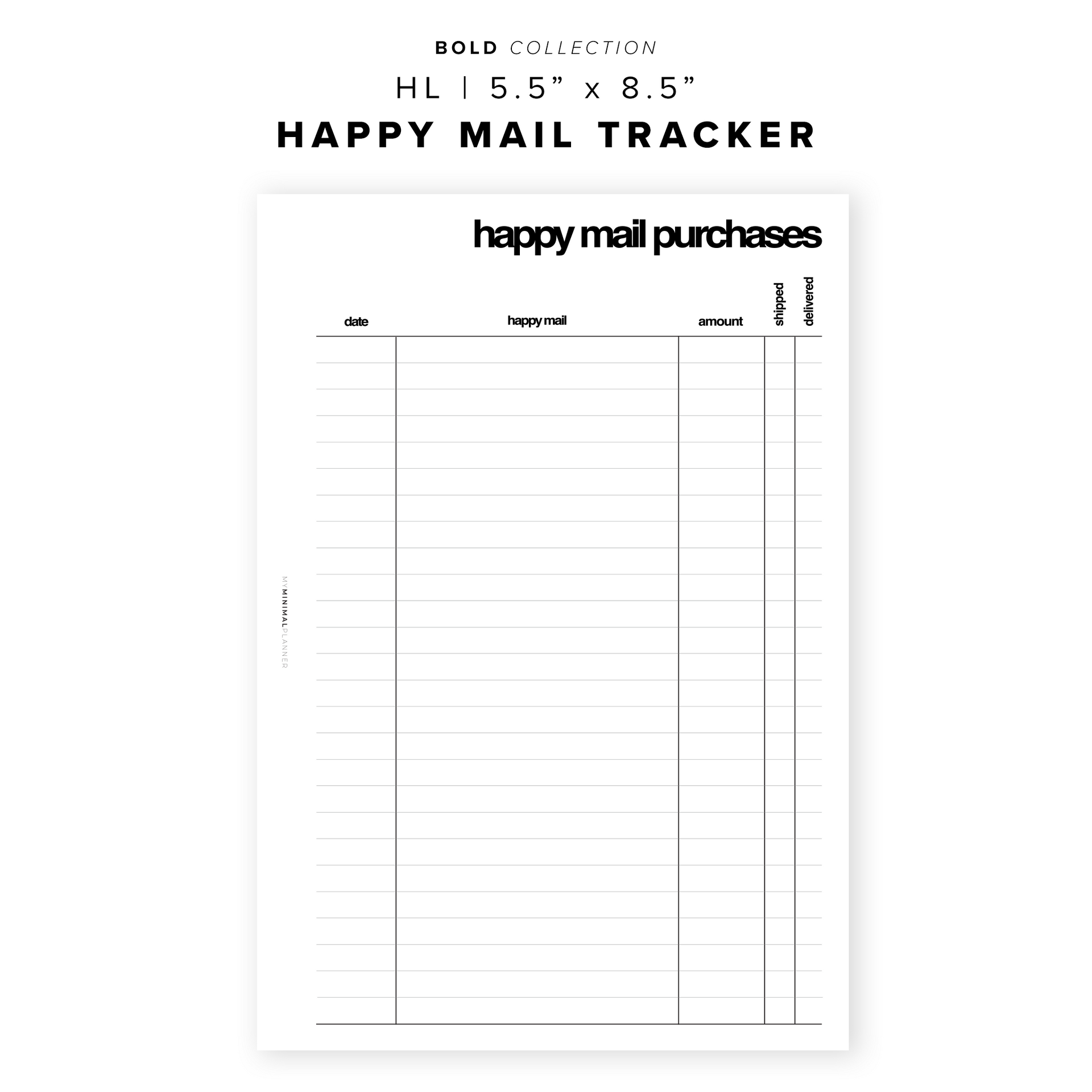 PR144 - Happy Mail Tracker - Printable Insert – My Minimal Planner