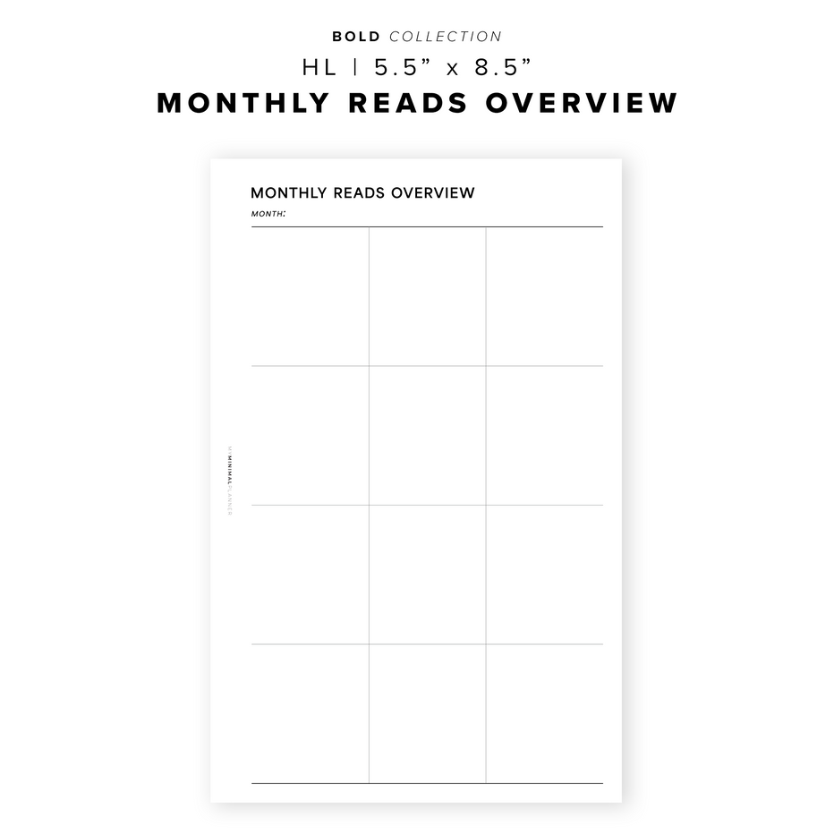 PR197 - Monthly Reads Overview - Printable Insert – My Minimal Planner