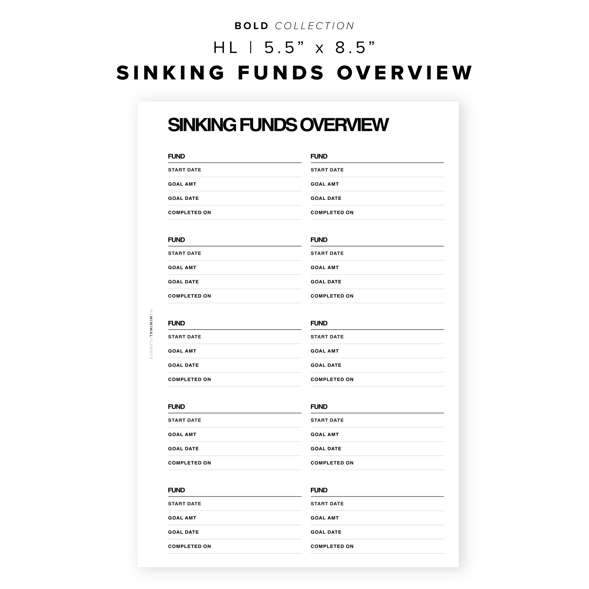 PR118 - Sinking Funds Overview - Printable Insert – My Minimal Planner