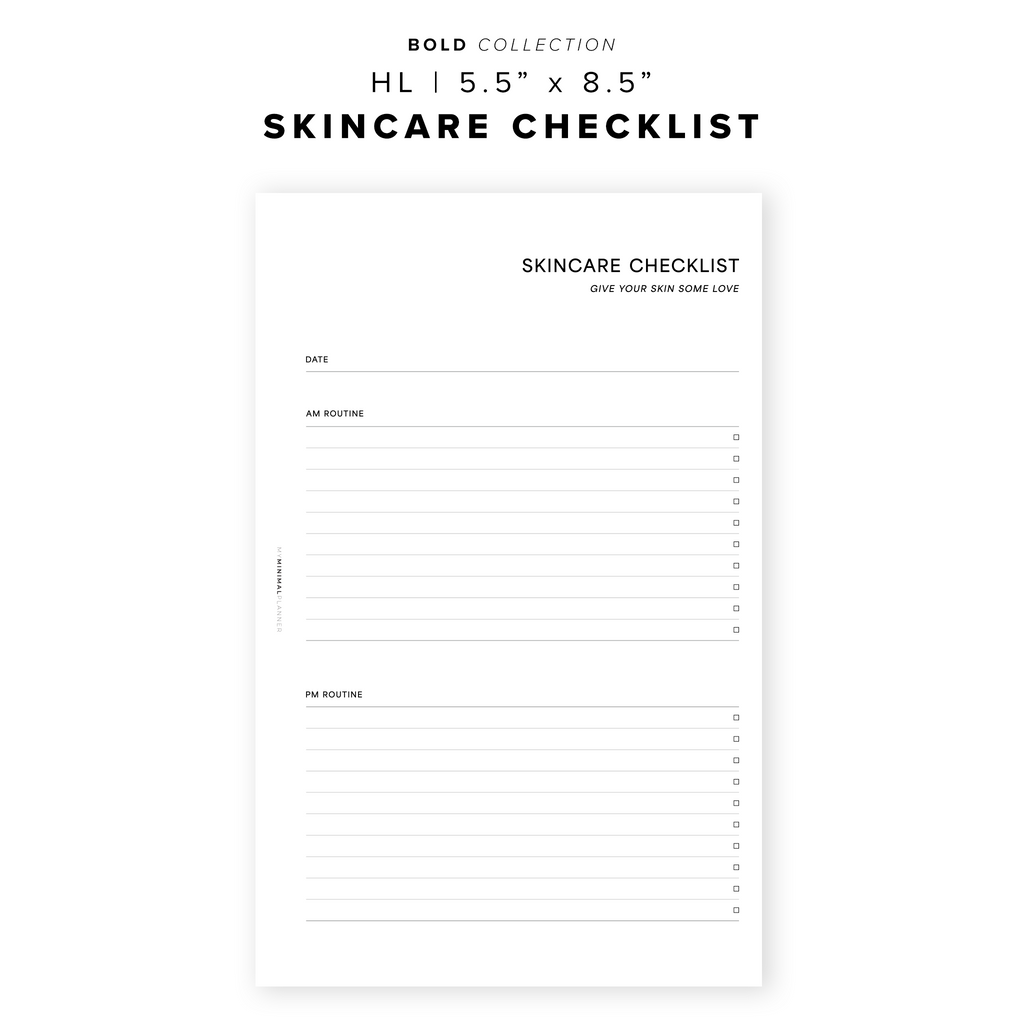 PR189 - Skincare Checklist - Printable Insert – My Minimal Planner