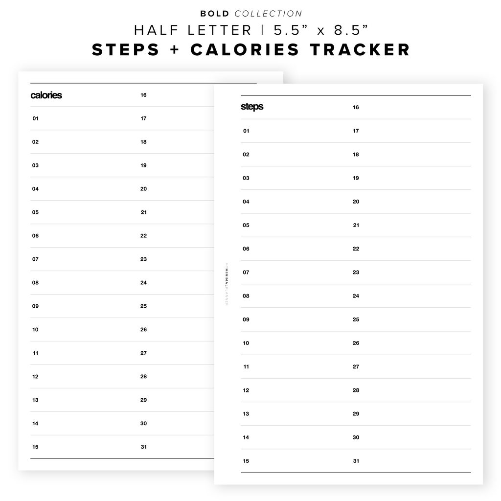 PR142 - Steps + Calories Tracker - Printable Insert – My Minimal Planner