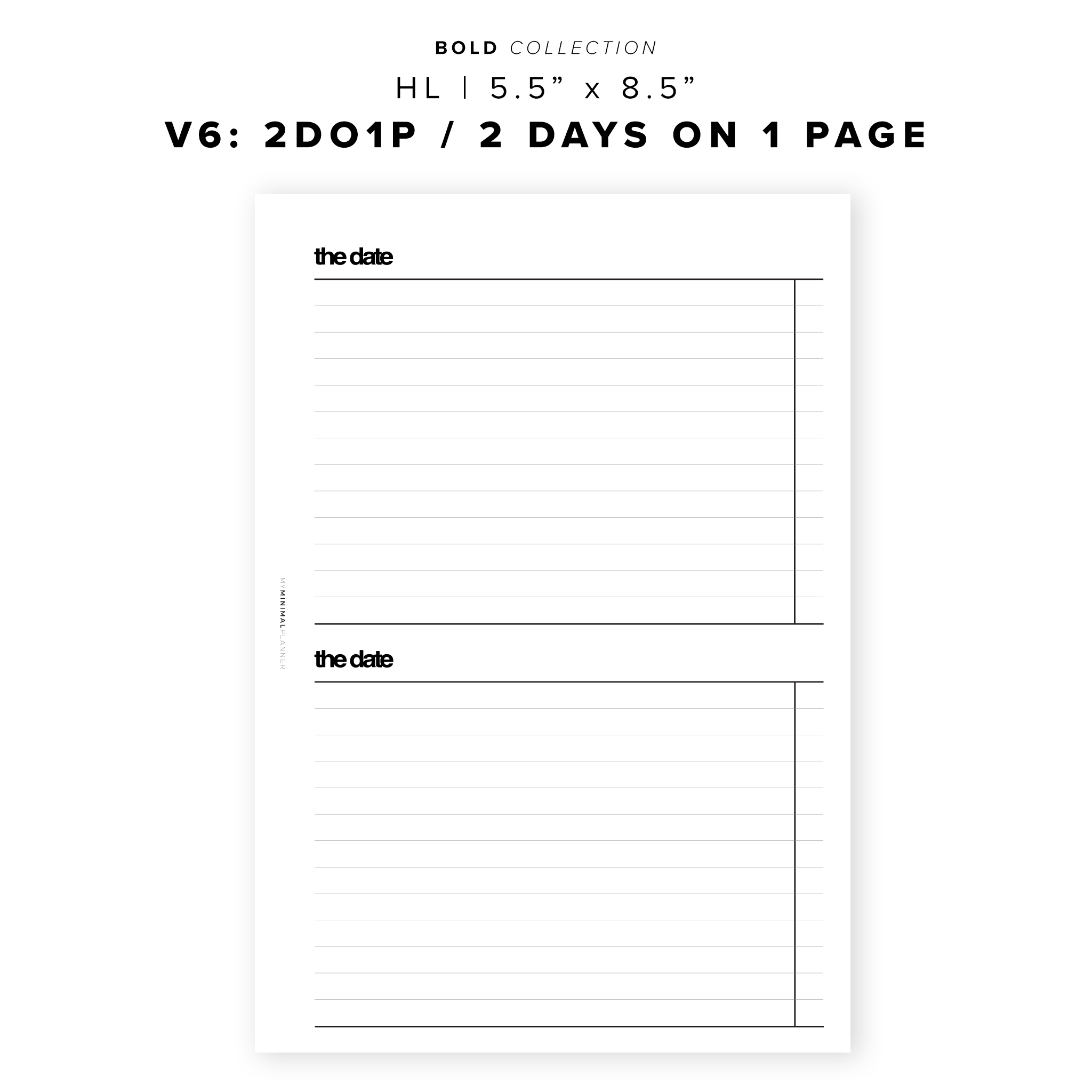 PR143 - V6: 2 Days on 1 Page / 2DO1P - Printable Insert – My Minimal ...