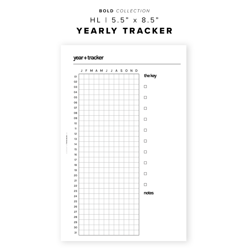 PR169 - Yearly Tracker - Printable Insert – My Minimal Planner