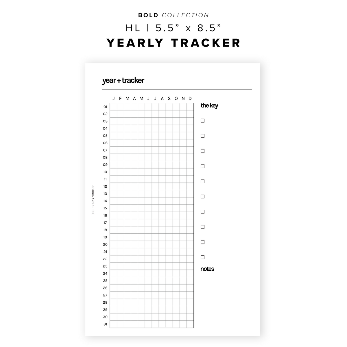 PR169 - Yearly Tracker - Printable Insert – My Minimal Planner