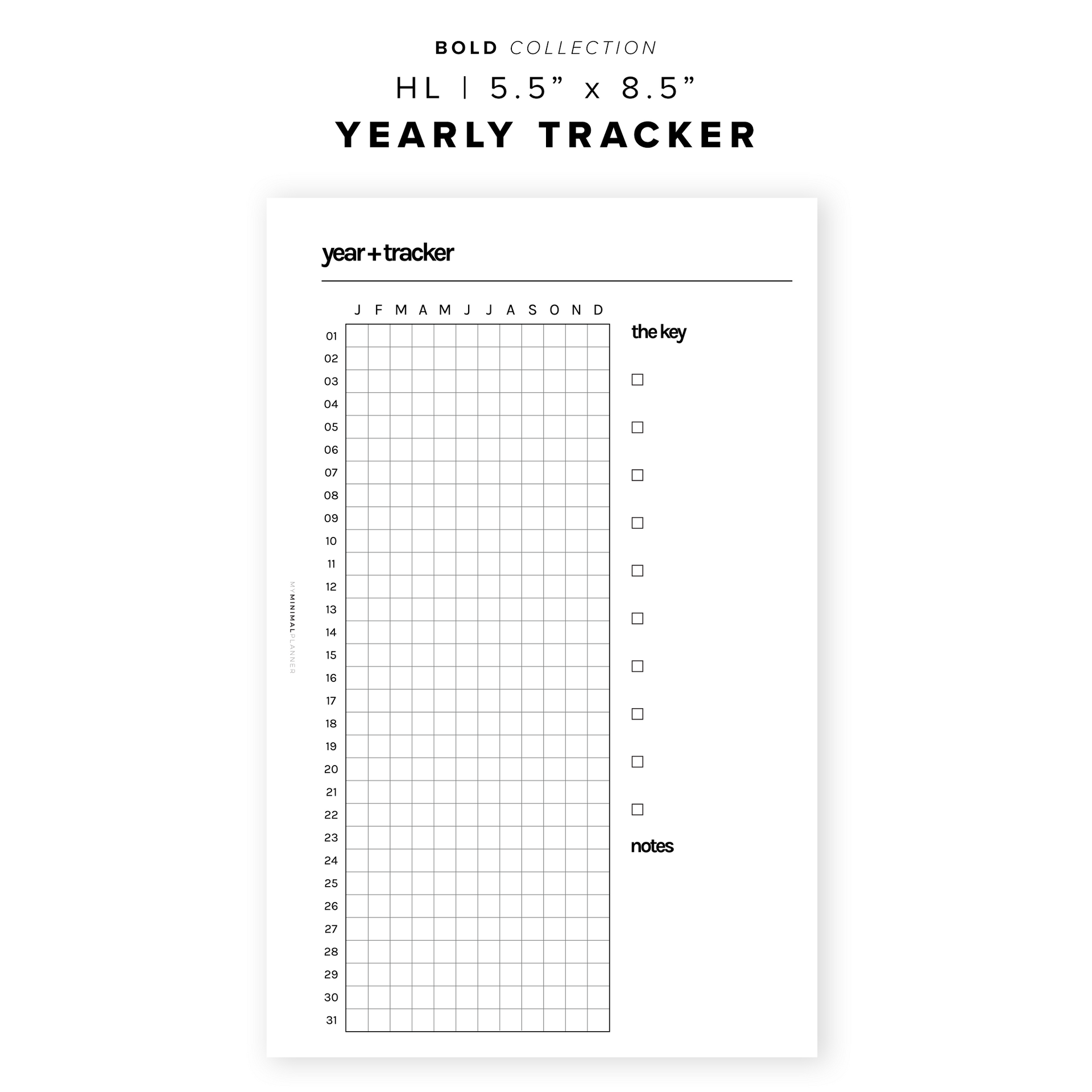 PR169 - Yearly Tracker - Printable Insert – My Minimal Planner