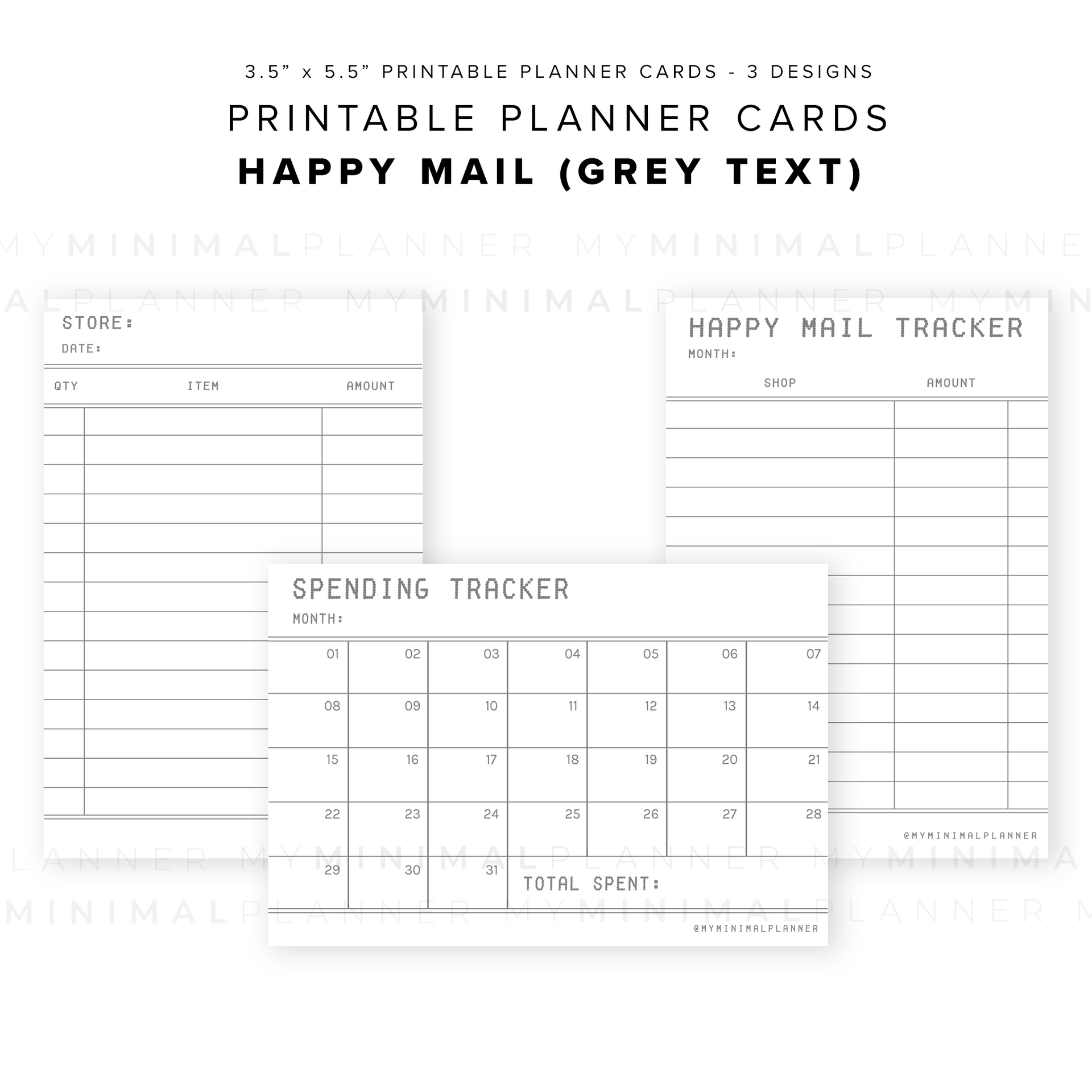 PPC17 - Happy Mail - Printable Planner Cards – My Minimal Planner