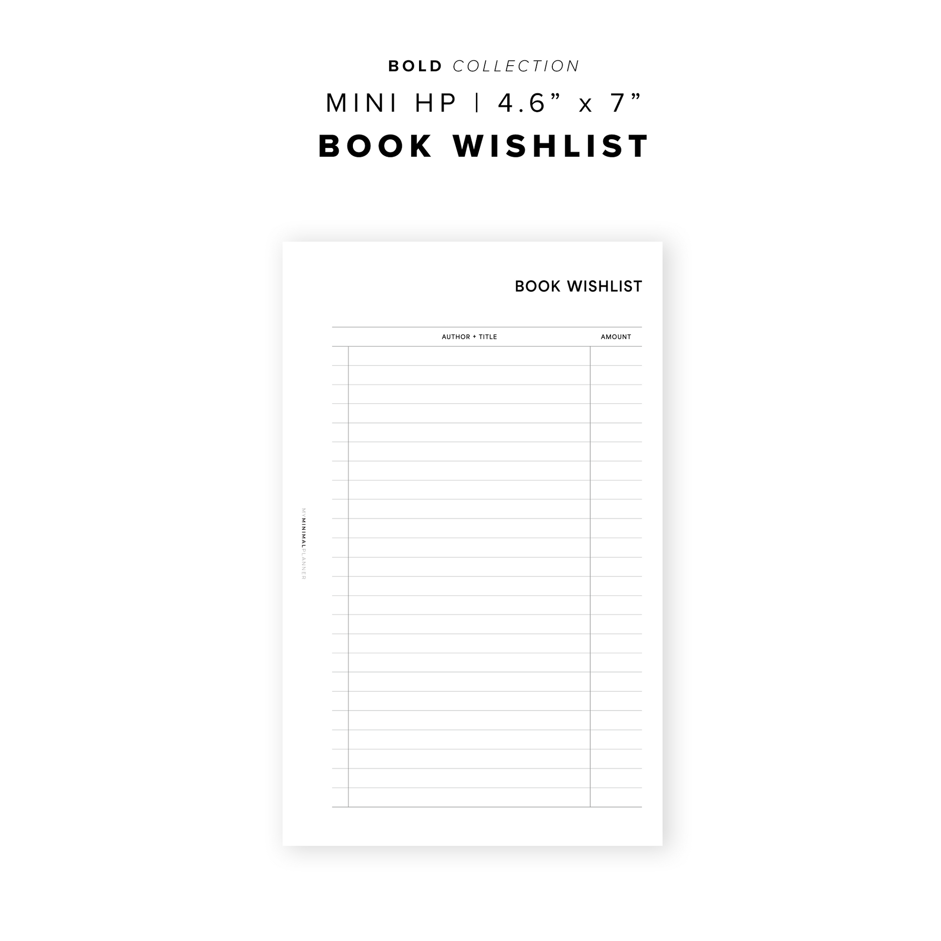 PR201 - Book Wishlist - Printable Insert – My Minimal Planner