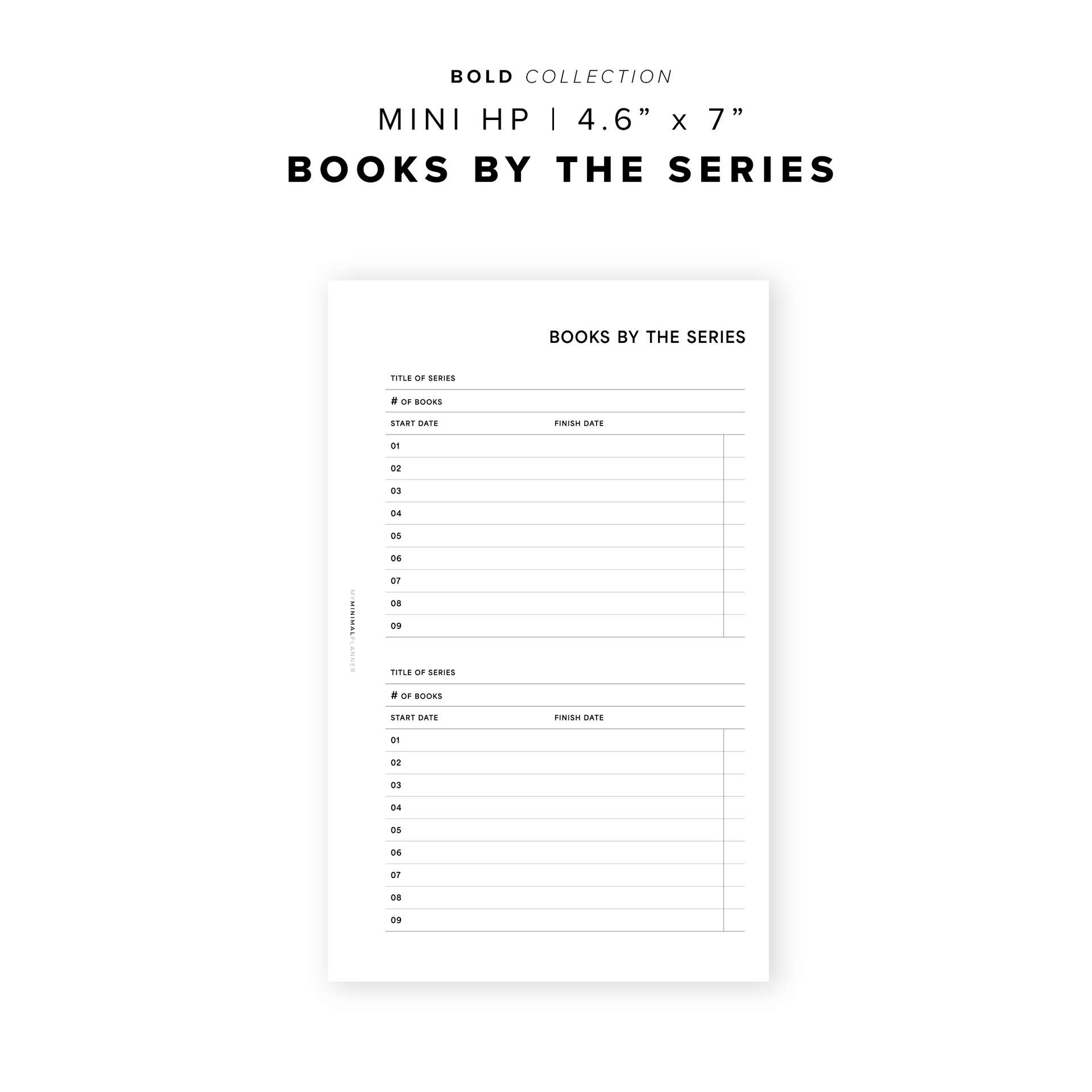 PR194 - Books by the Series - Printable Insert – My Minimal Planner