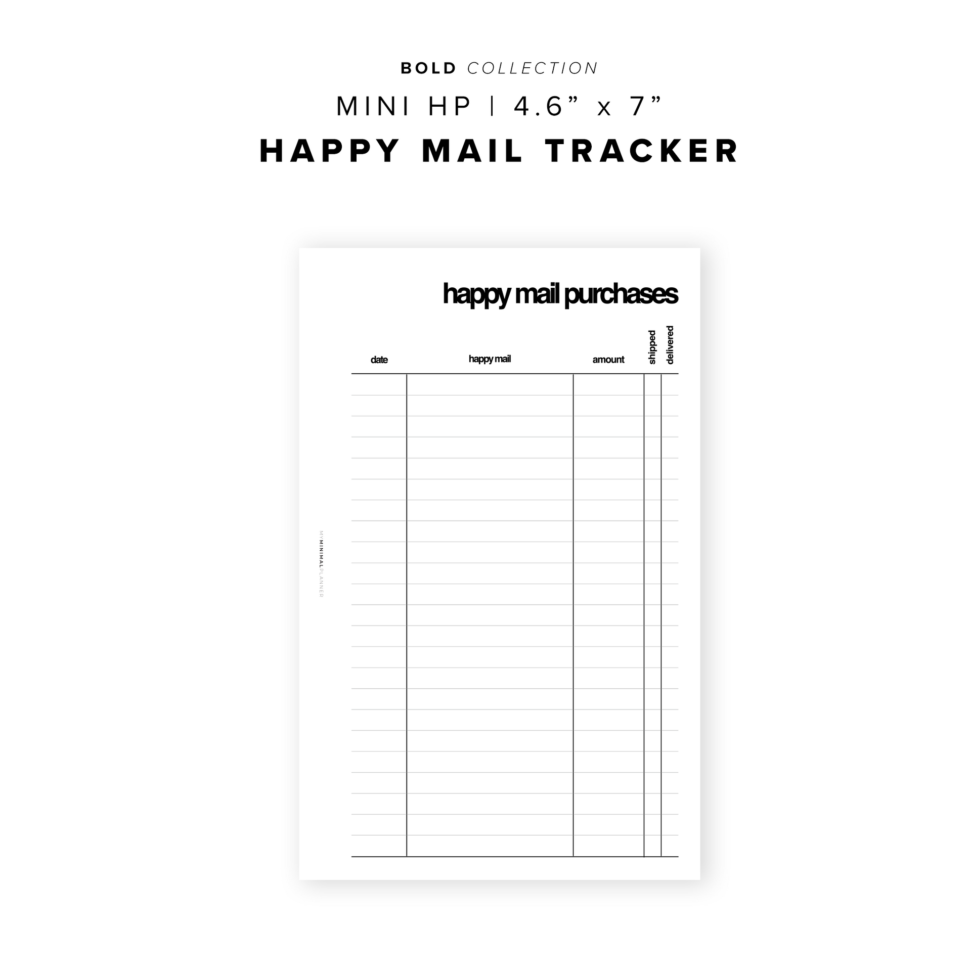 PR144 - Happy Mail Tracker - Printable Insert – My Minimal Planner