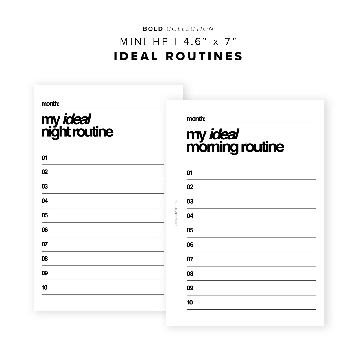 PR157 - Ideal Routines - Printable Insert – My Minimal Planner