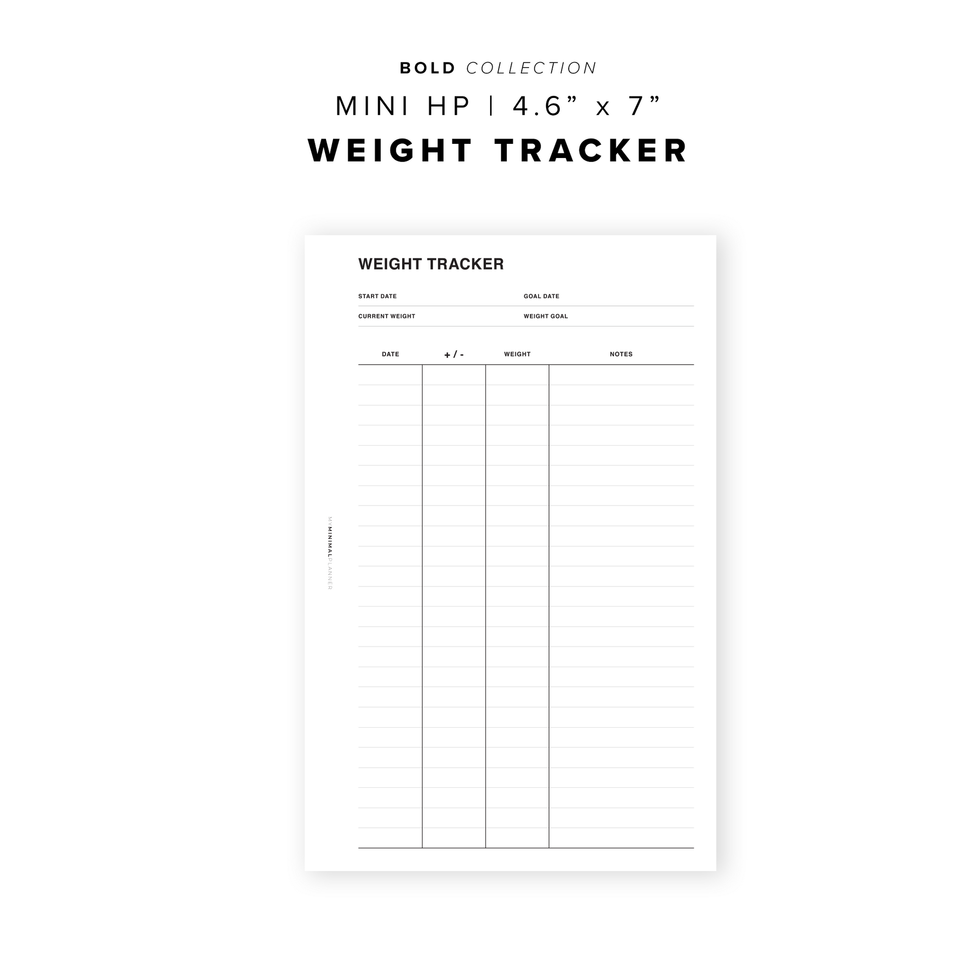 PR80 - Weight Tracker - Printable Insert – My Minimal Planner