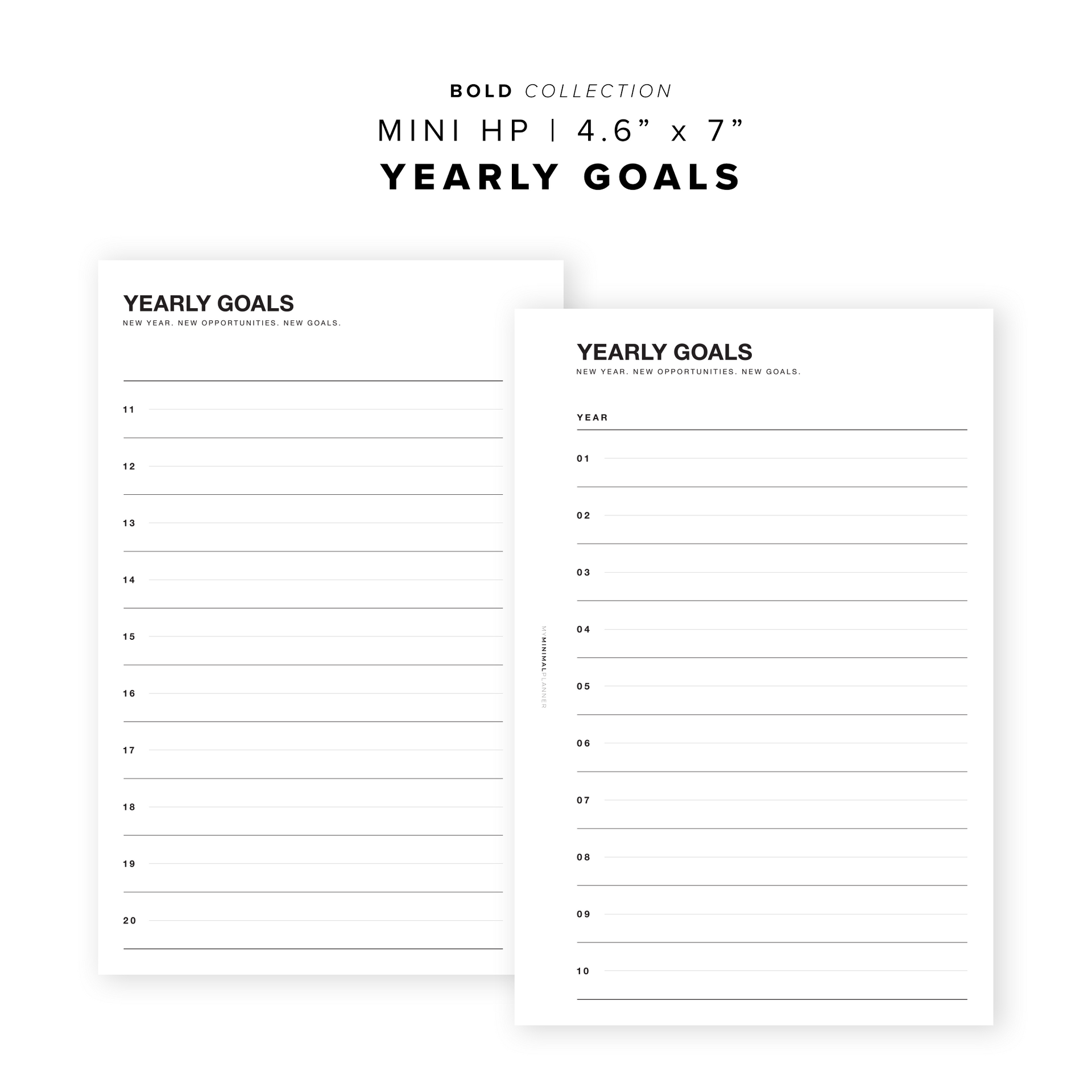 PR67 - Yearly Goals - Printable Insert – My Minimal Planner