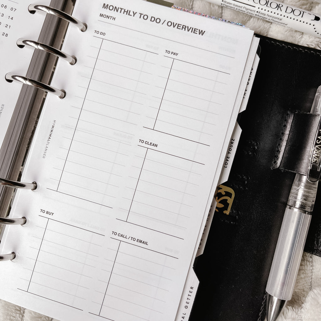 PR90 - Monthly To Do Overview - Printable Insert – My Minimal Planner