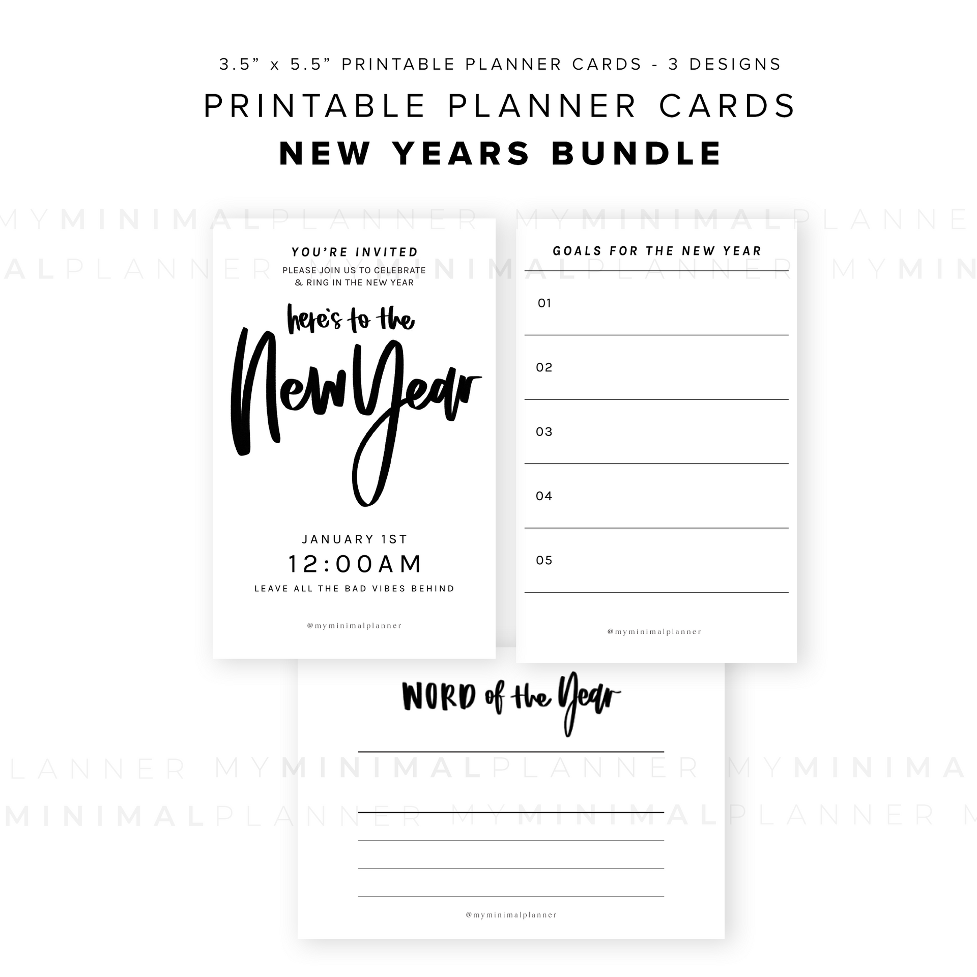 PPC08 - New Years Bundle - Printable Planner Cards – My Minimal Planner