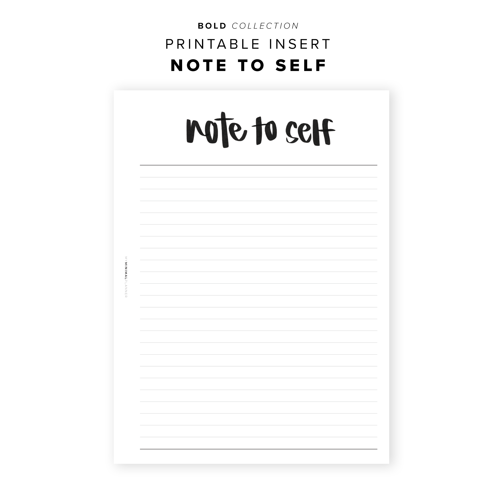 PR160 - Note to Self - Printable Insert – My Minimal Planner