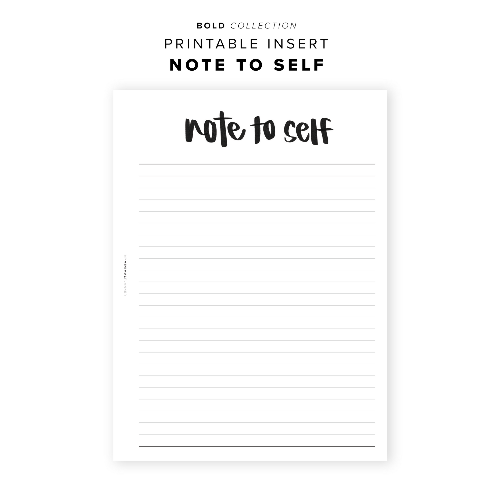 PR160 - Note to Self - Printable Insert – My Minimal Planner