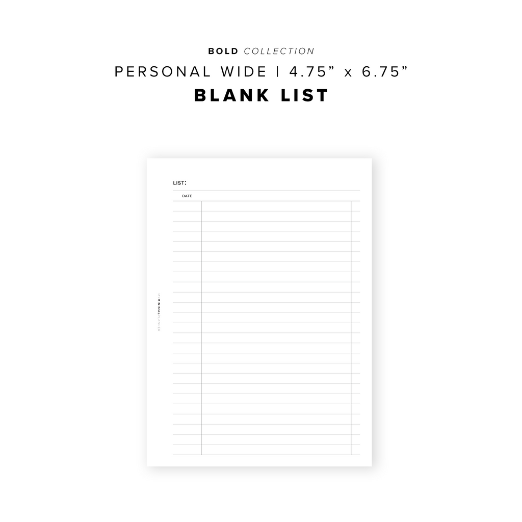 PR202 - Blank List - Printable Insert – My Minimal Planner