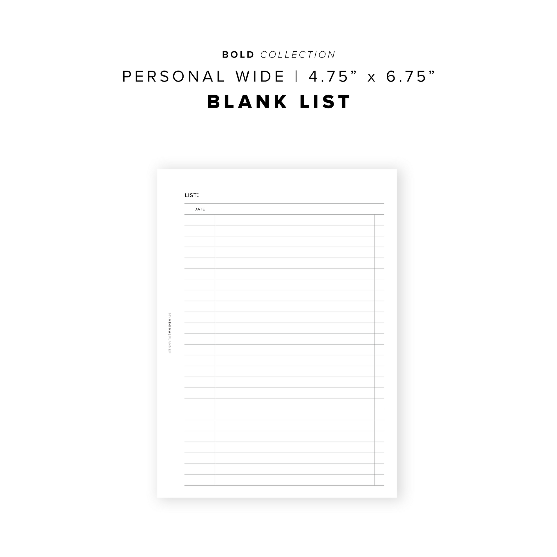 PR202 - Blank List - Printable Insert – My Minimal Planner