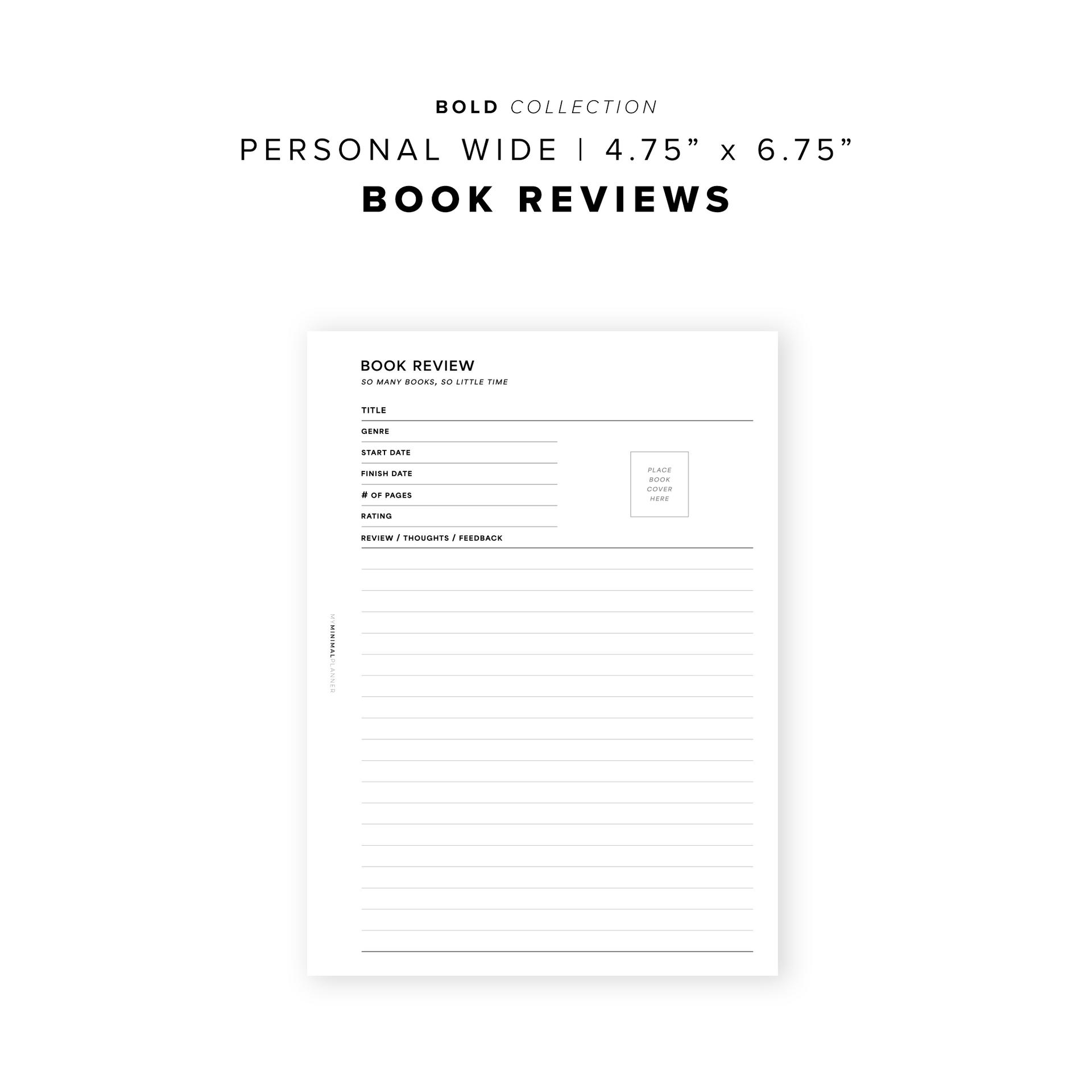 PR203 - Bookish Review V2 - Printable Insert – My Minimal Planner