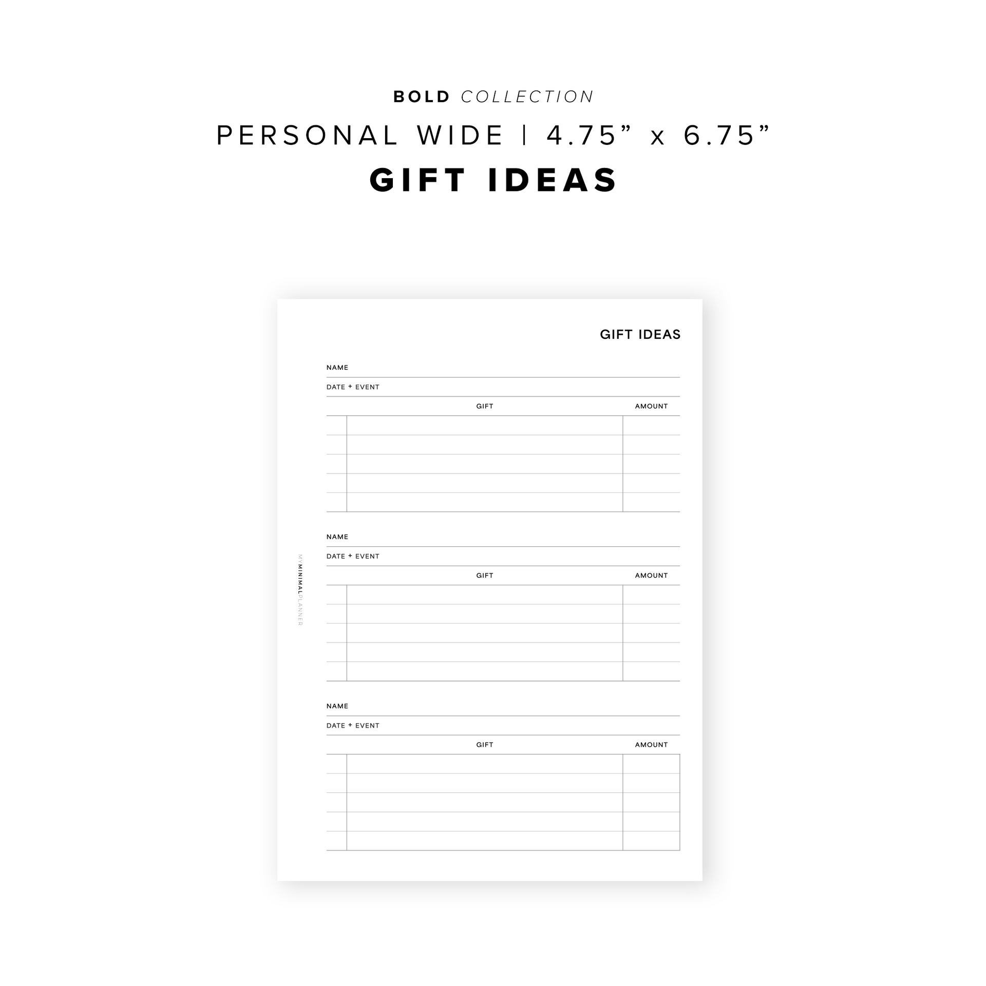 PR211 - Gift Ideas - Printable Insert – My Minimal Planner