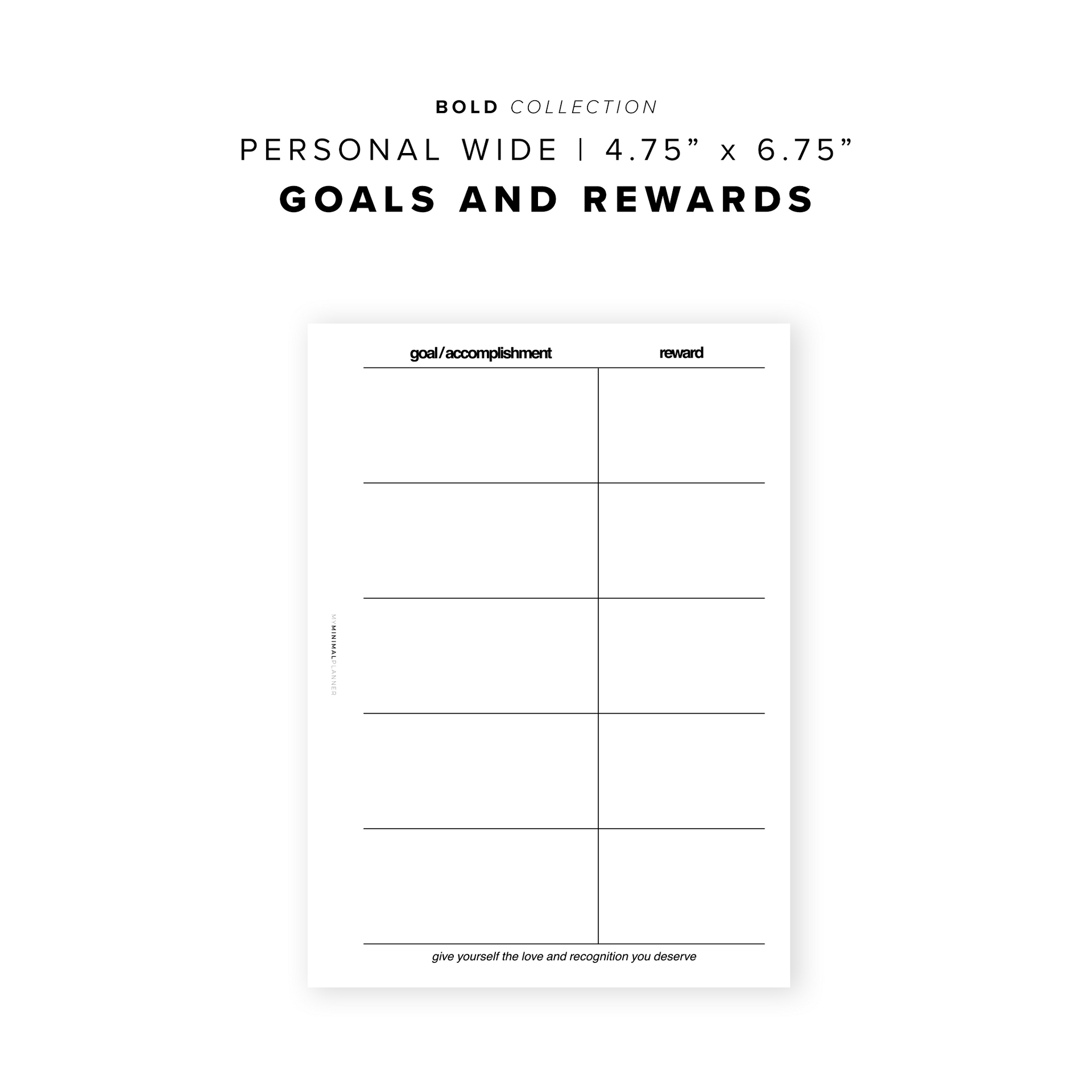 PR158 - Goals and Rewards - Printable Insert – My Minimal Planner