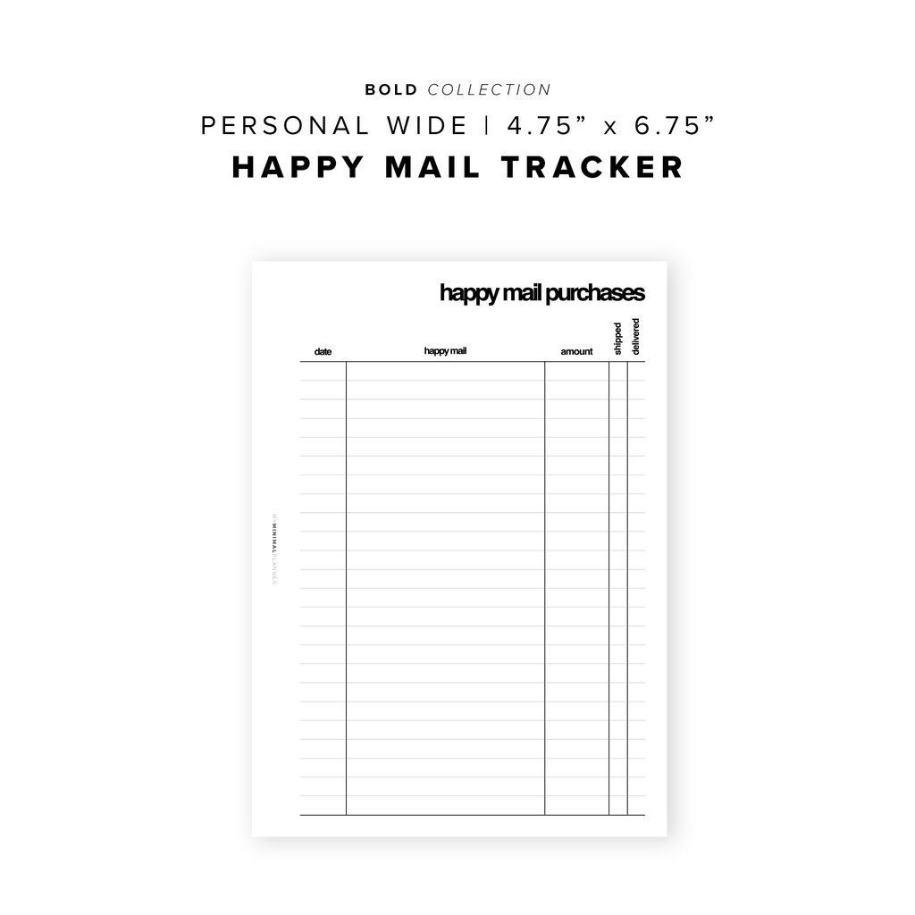 PR144 - Happy Mail Tracker - Printable Insert – My Minimal Planner
