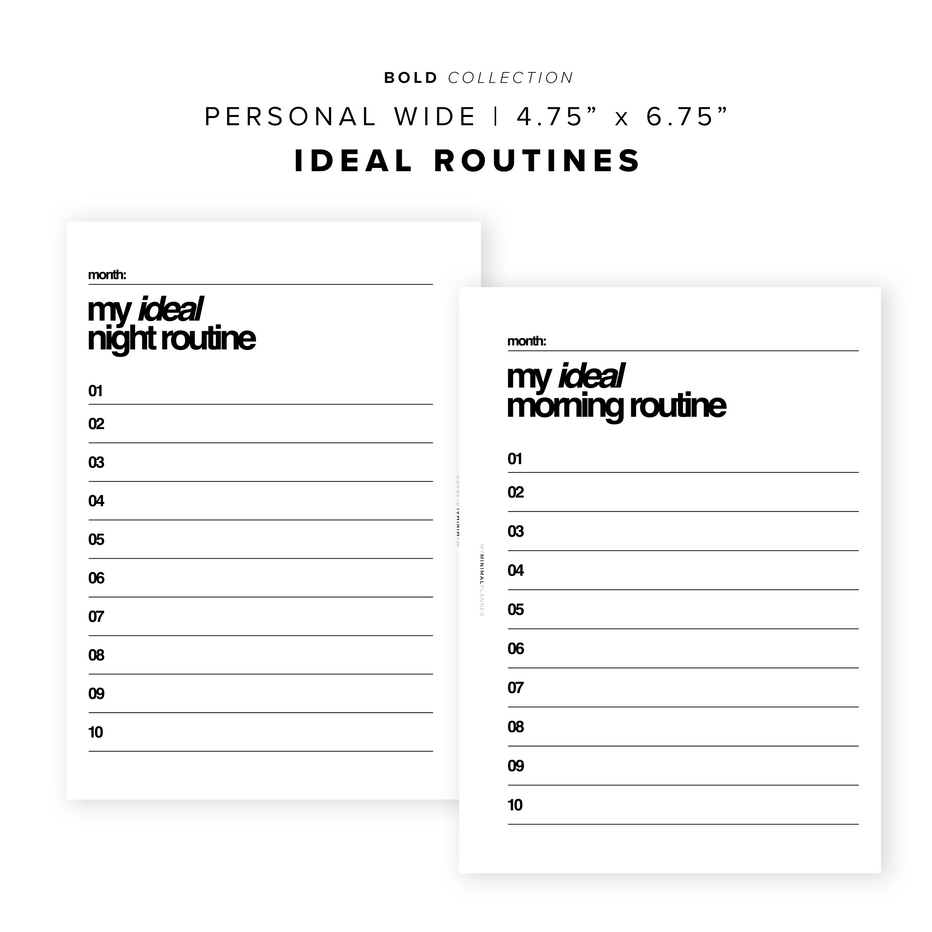 PR157 - Ideal Routines - Printable Insert – My Minimal Planner