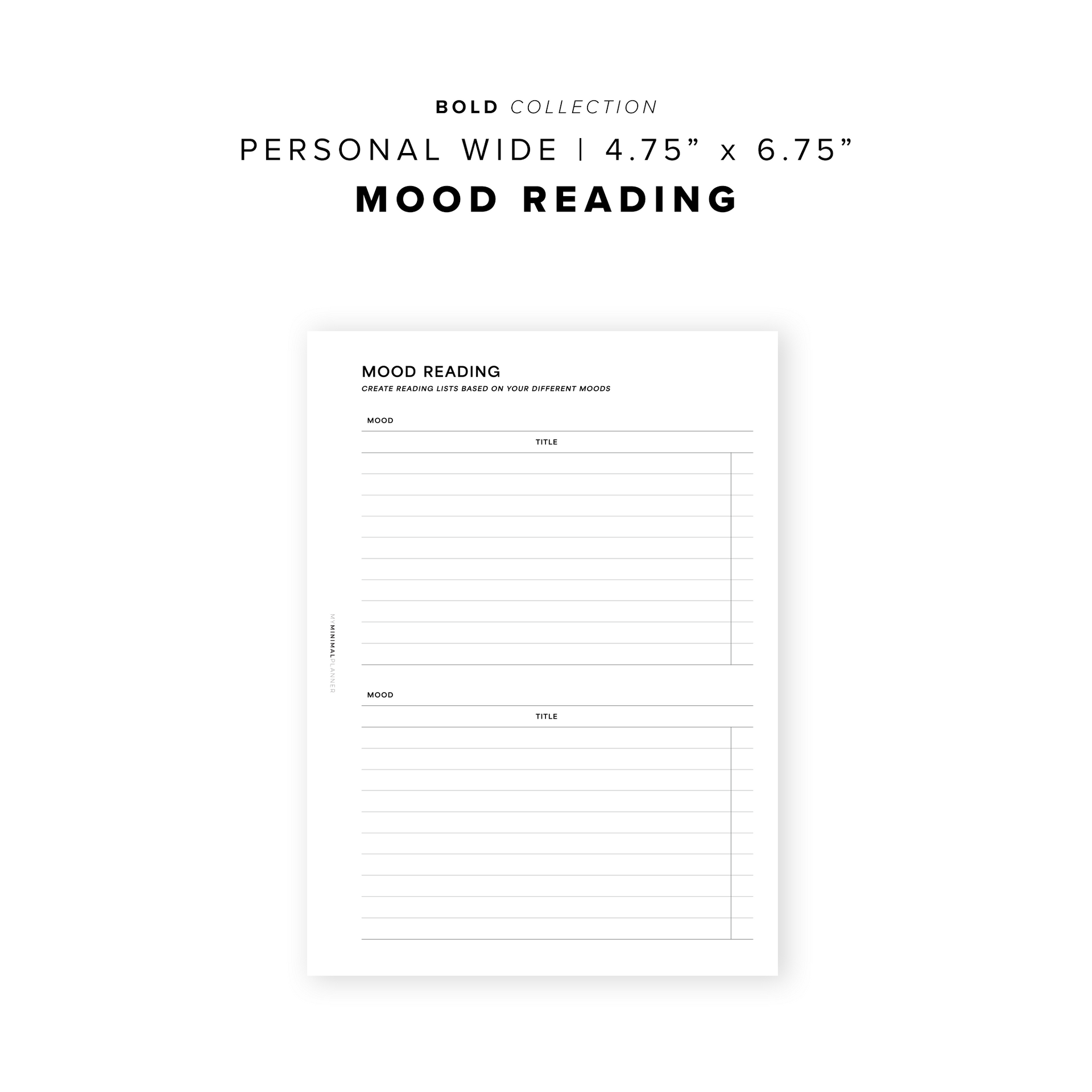 PR193 - Mood Reading - Printable Insert – My Minimal Planner