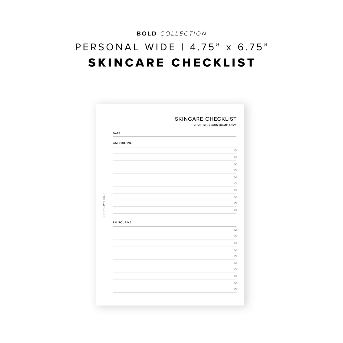 PR189 - Skincare Checklist - Printable Insert – My Minimal Planner