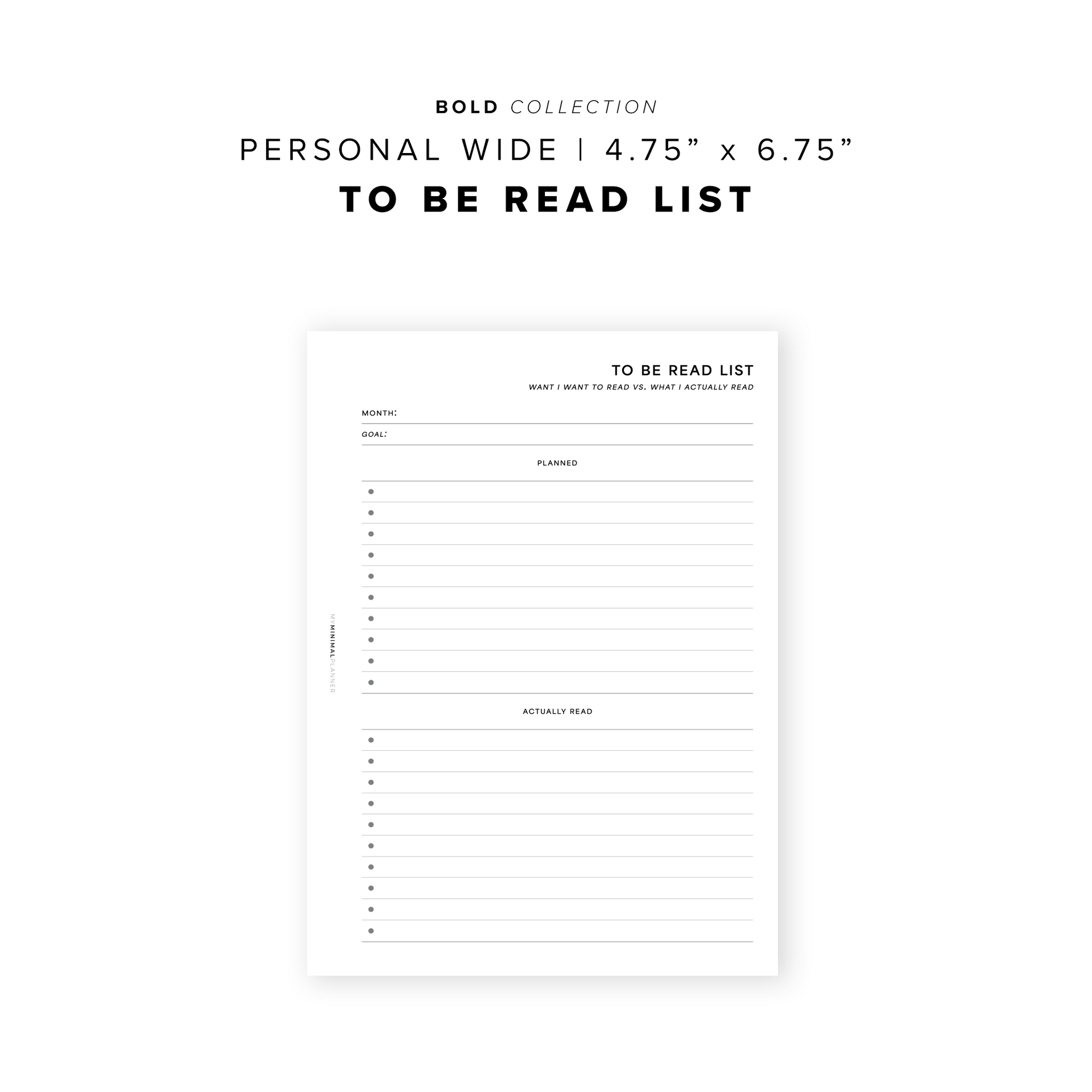 PR190 - To Be Read / TBR List - Printable Insert – My Minimal Planner