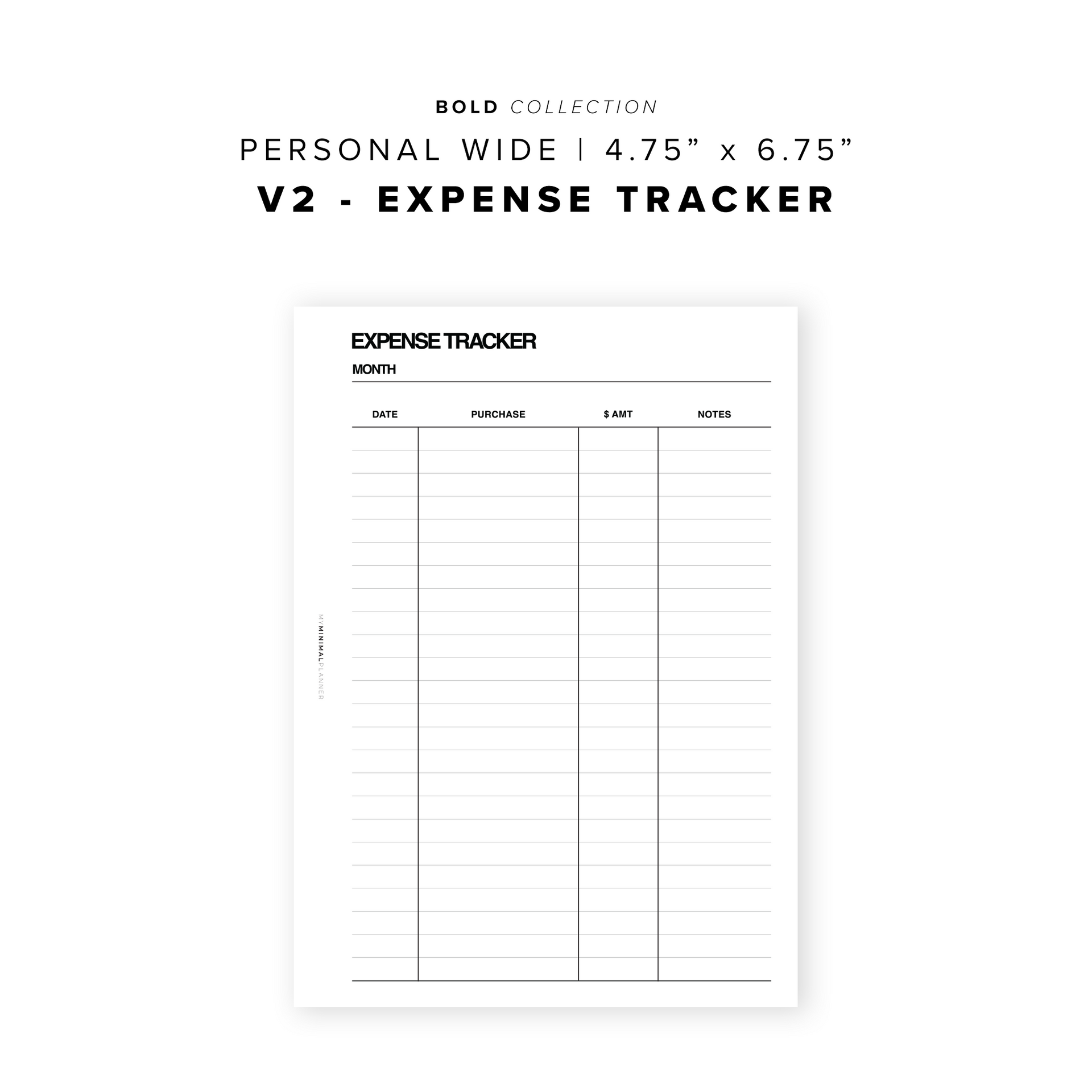 PR117 - Expense Tracker (V2) - Printable Insert – My Minimal Planner