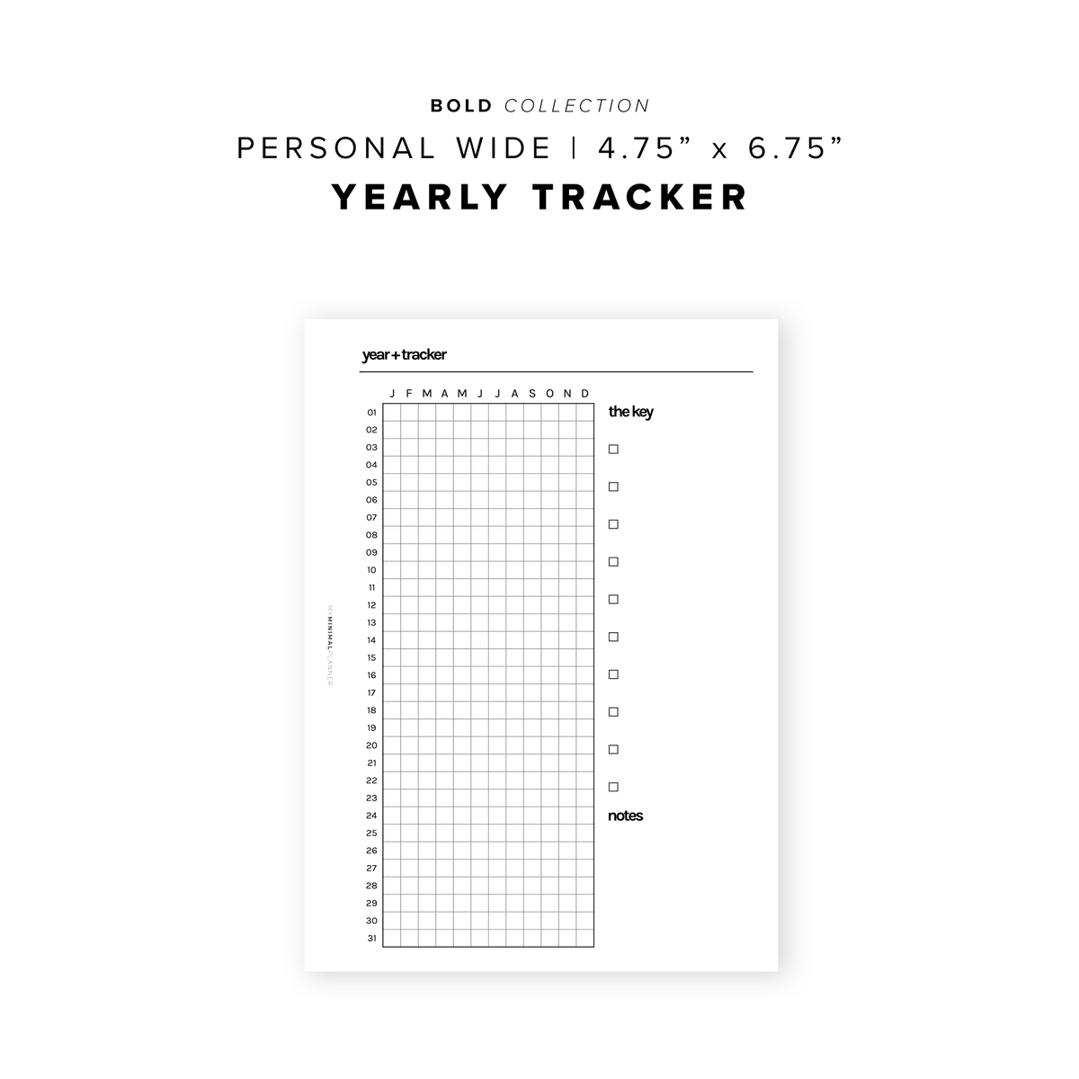 PR169 - Yearly Tracker - Printable Insert – My Minimal Planner
