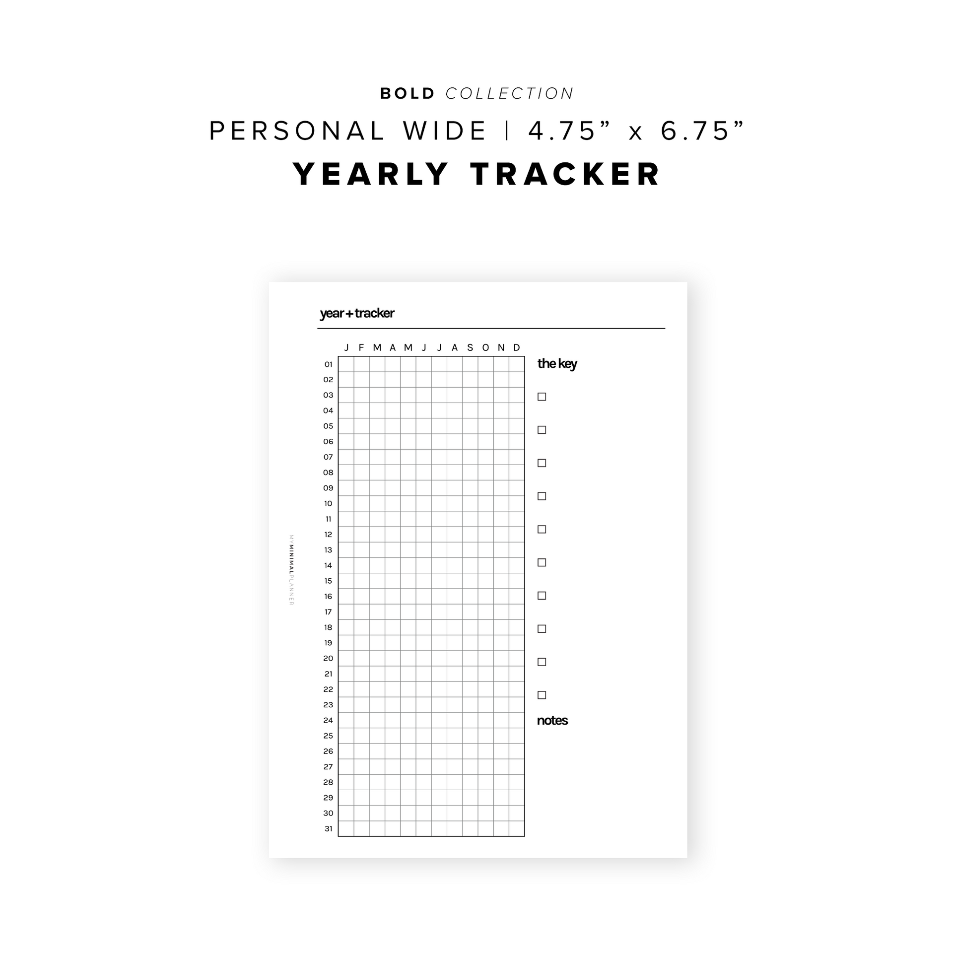 PR169 - Yearly Tracker - Printable Insert – My Minimal Planner