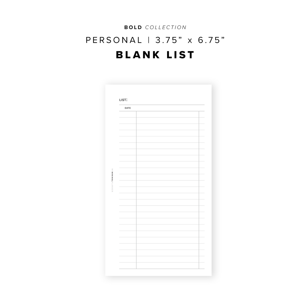 PR202 - Blank List - Printable Insert – My Minimal Planner