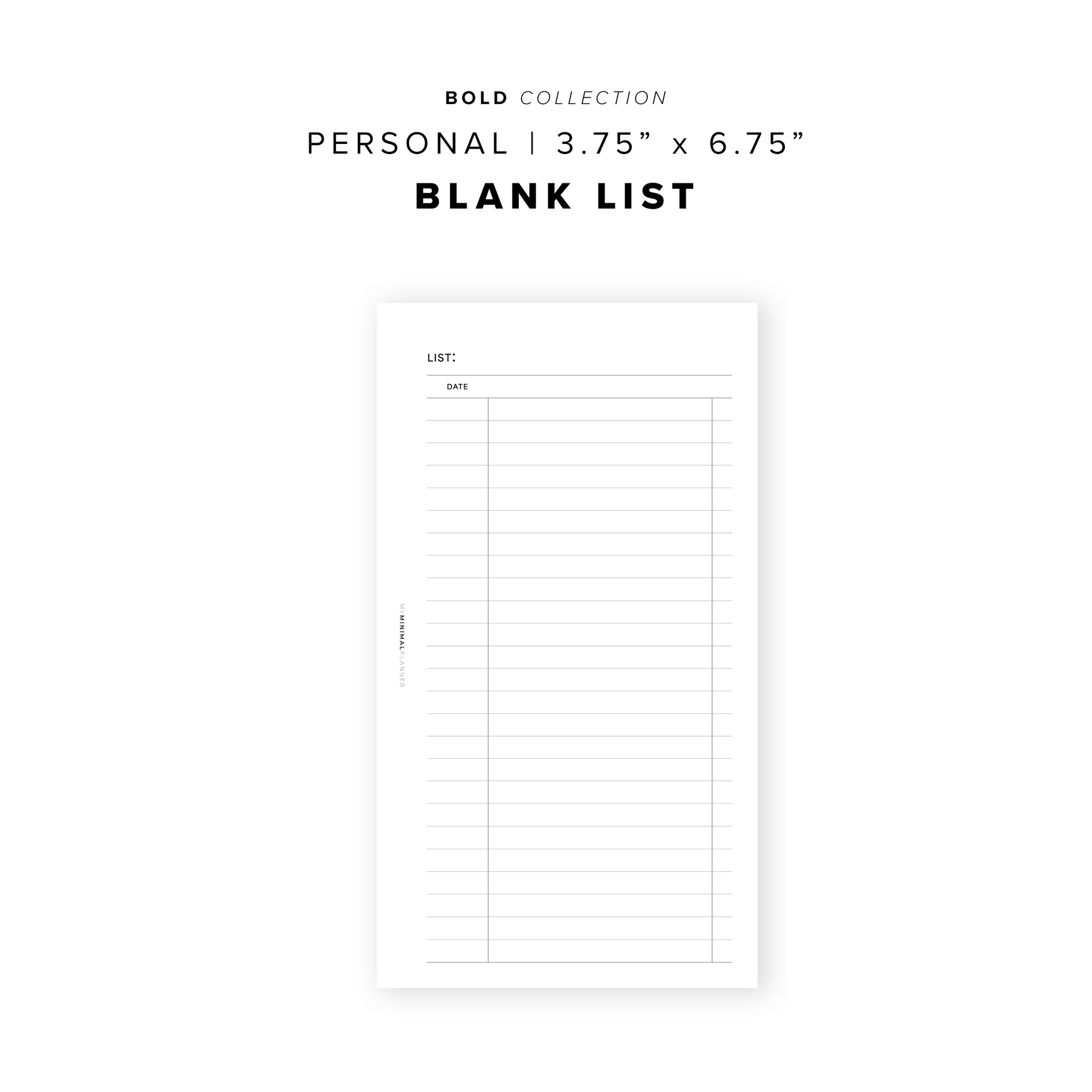 PR202 - Blank List - Printable Insert – My Minimal Planner