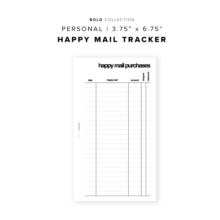 PR144 - Happy Mail Tracker - Printable Insert – My Minimal Planner