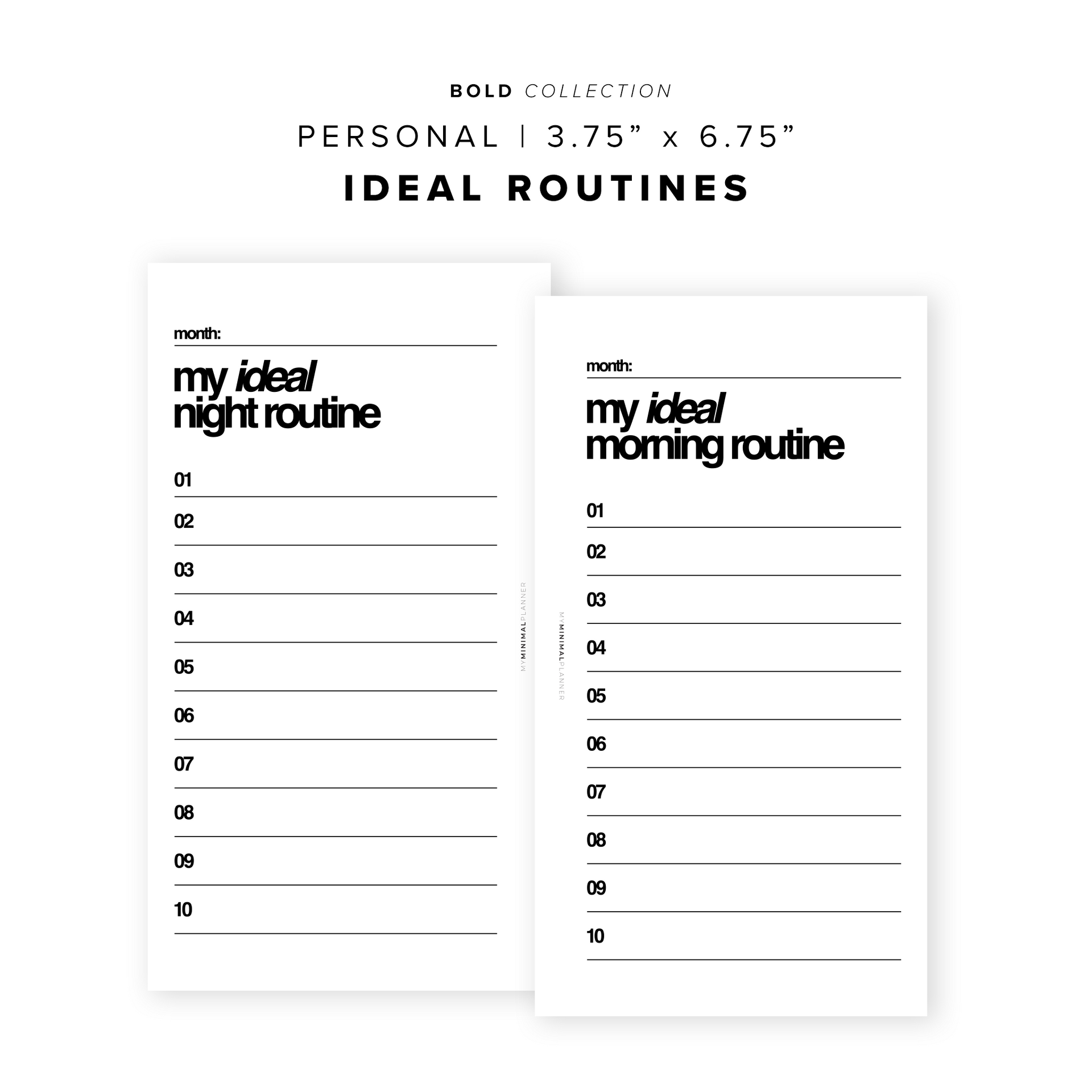 PR157 - Ideal Routines - Printable Insert – My Minimal Planner
