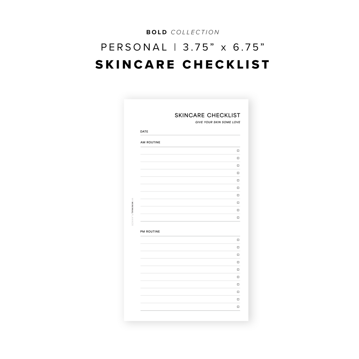 PR189 - Skincare Checklist - Printable Insert – My Minimal Planner