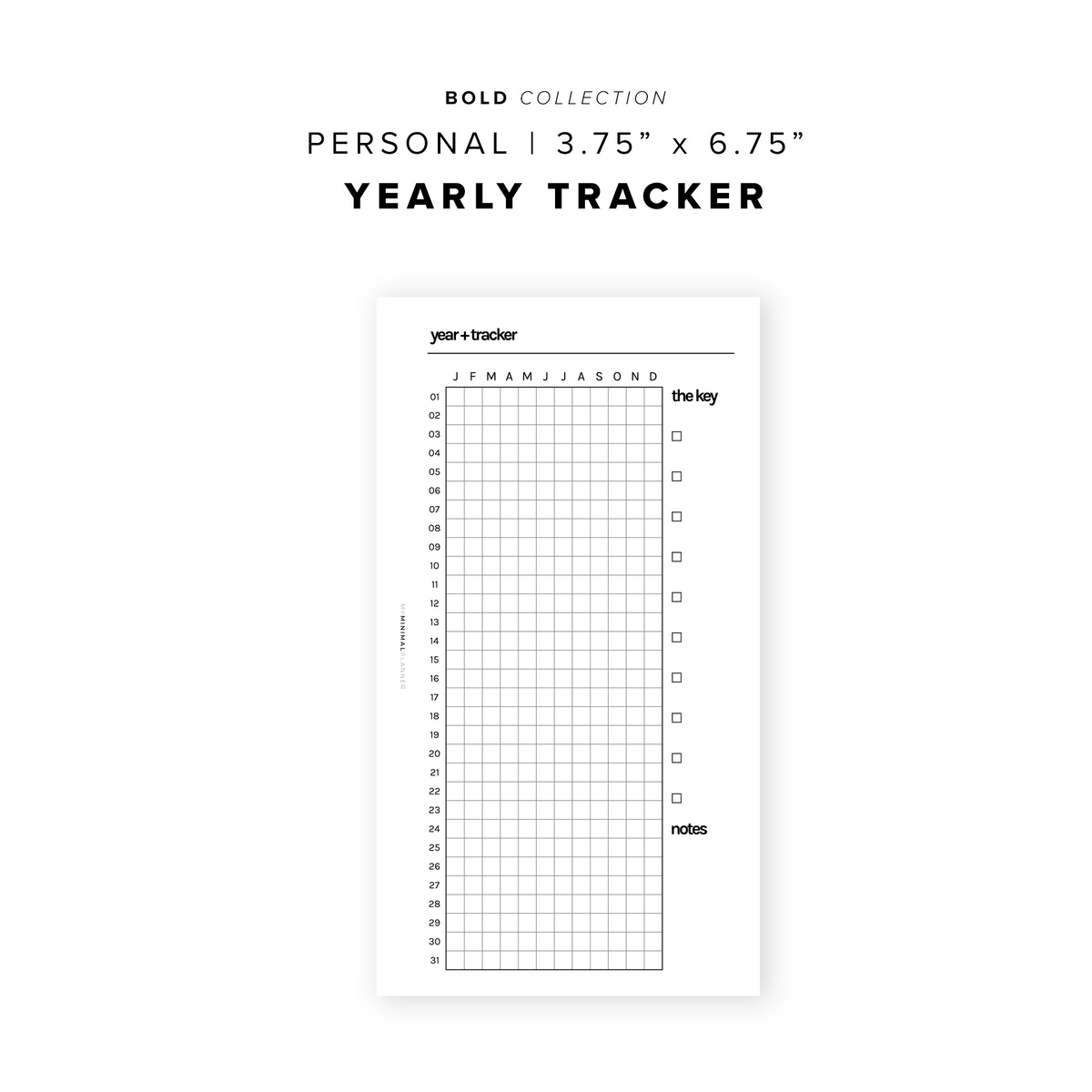 PR169 - Yearly Tracker - Printable Insert – My Minimal Planner