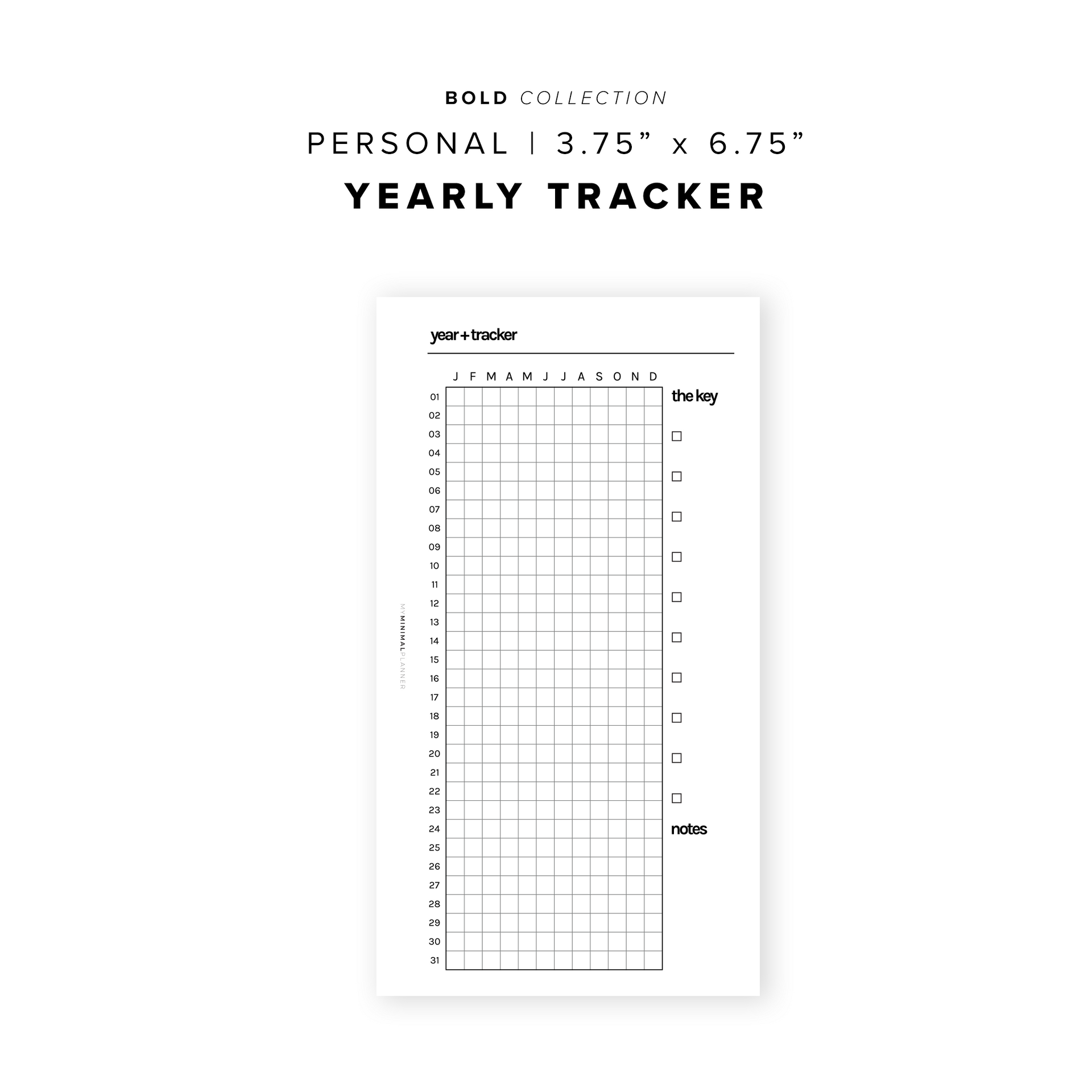 PR169 - Yearly Tracker - Printable Insert – My Minimal Planner