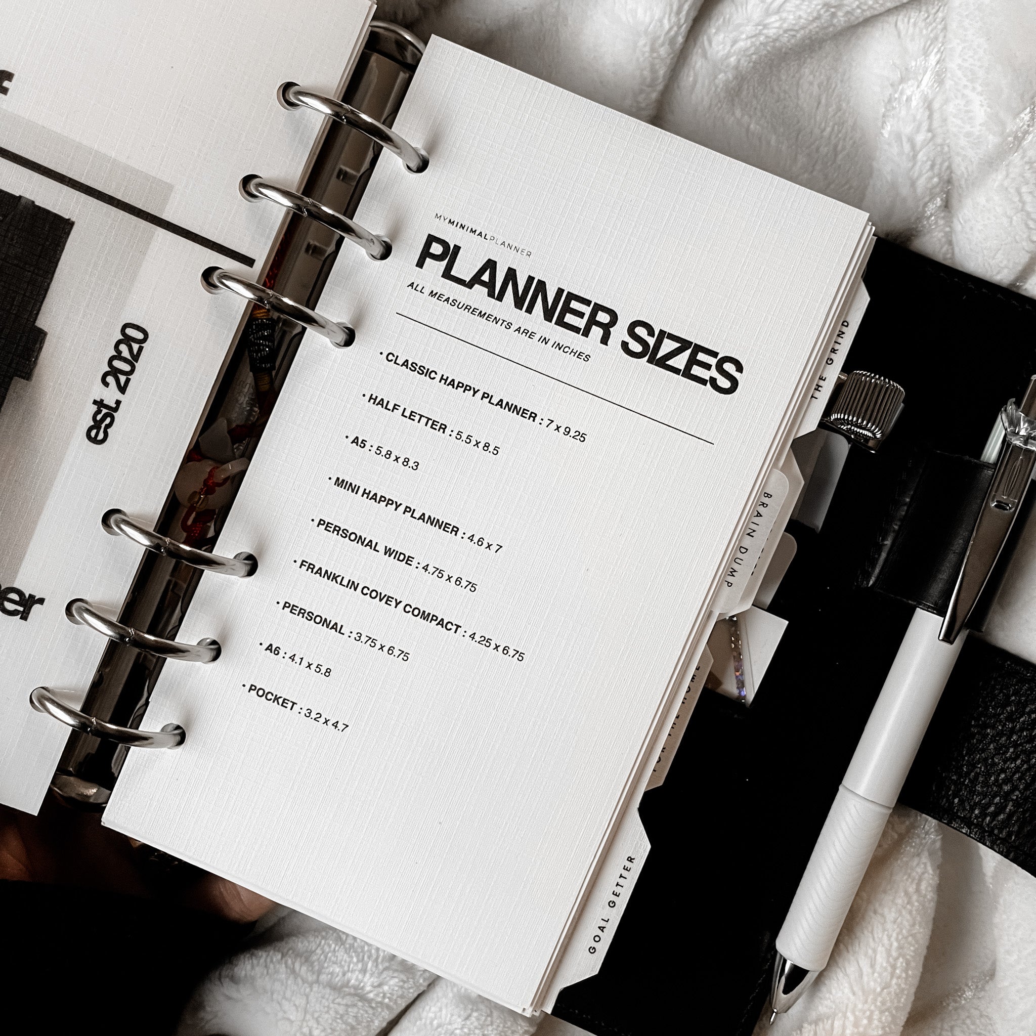 PRD98 - Planner Sizes - Printable Dashboard – My Minimal Planner