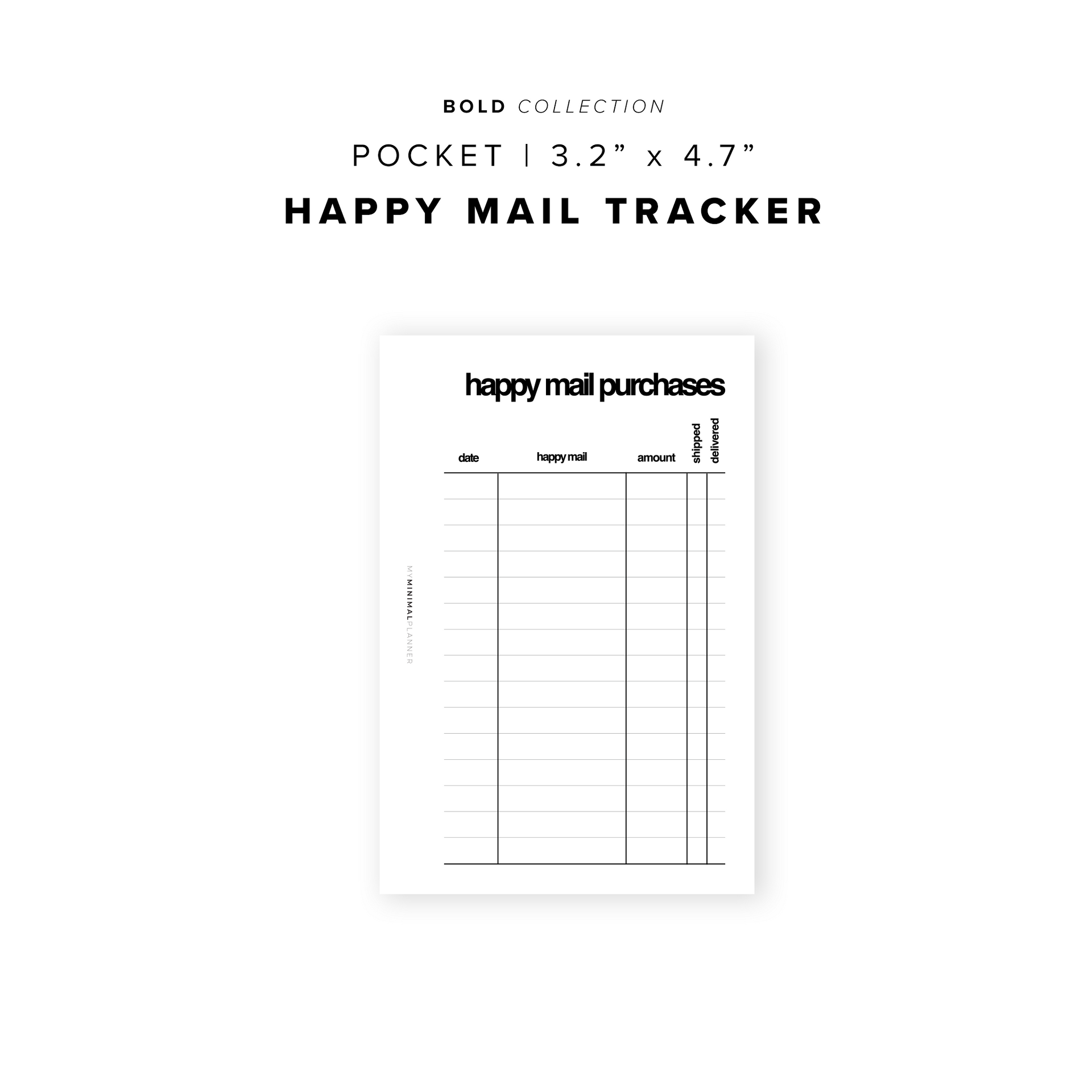 PR144 - Happy Mail Tracker - Printable Insert – My Minimal Planner