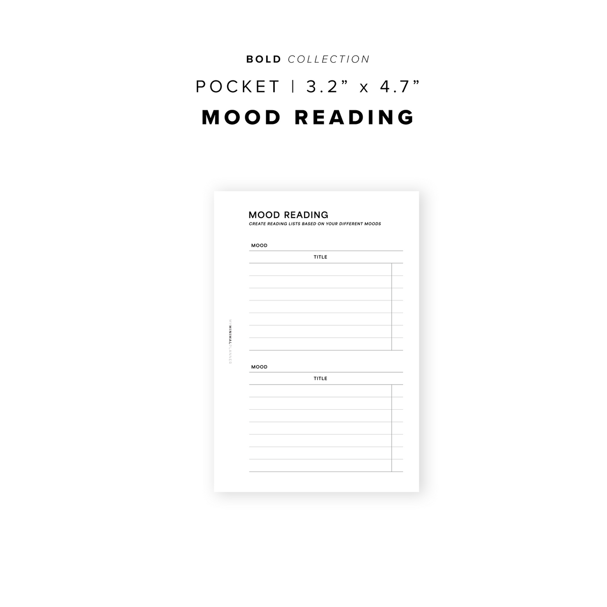 PR193 - Mood Reading - Printable Insert – My Minimal Planner